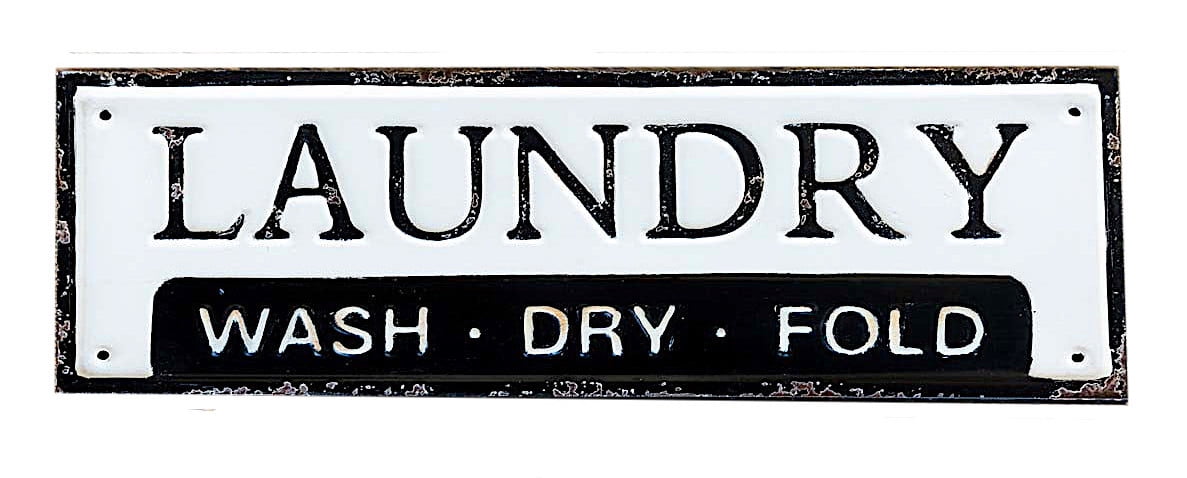 Laundry Wash Dry Fold Metal Sign Large Rustic Decor Designation Black ...