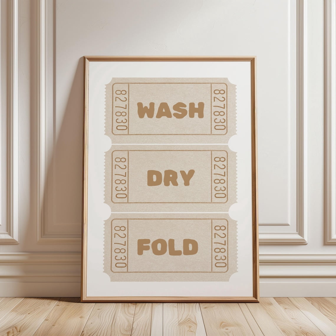 Laundry Wash Dry Fold Ticket Poster, Girly Beige Rules, Preppy, Living ...