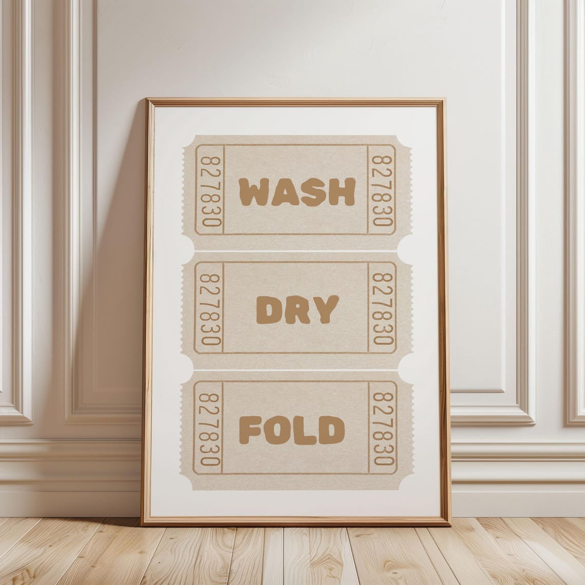 Laundry Wash Dry Fold Ticket Poster | Girly Beige Sand Natural Laundry ...