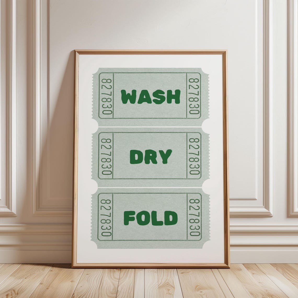 Laundry Wash Dry Fold Ticket Poster | Girly Saga Green Laundry Rules ...