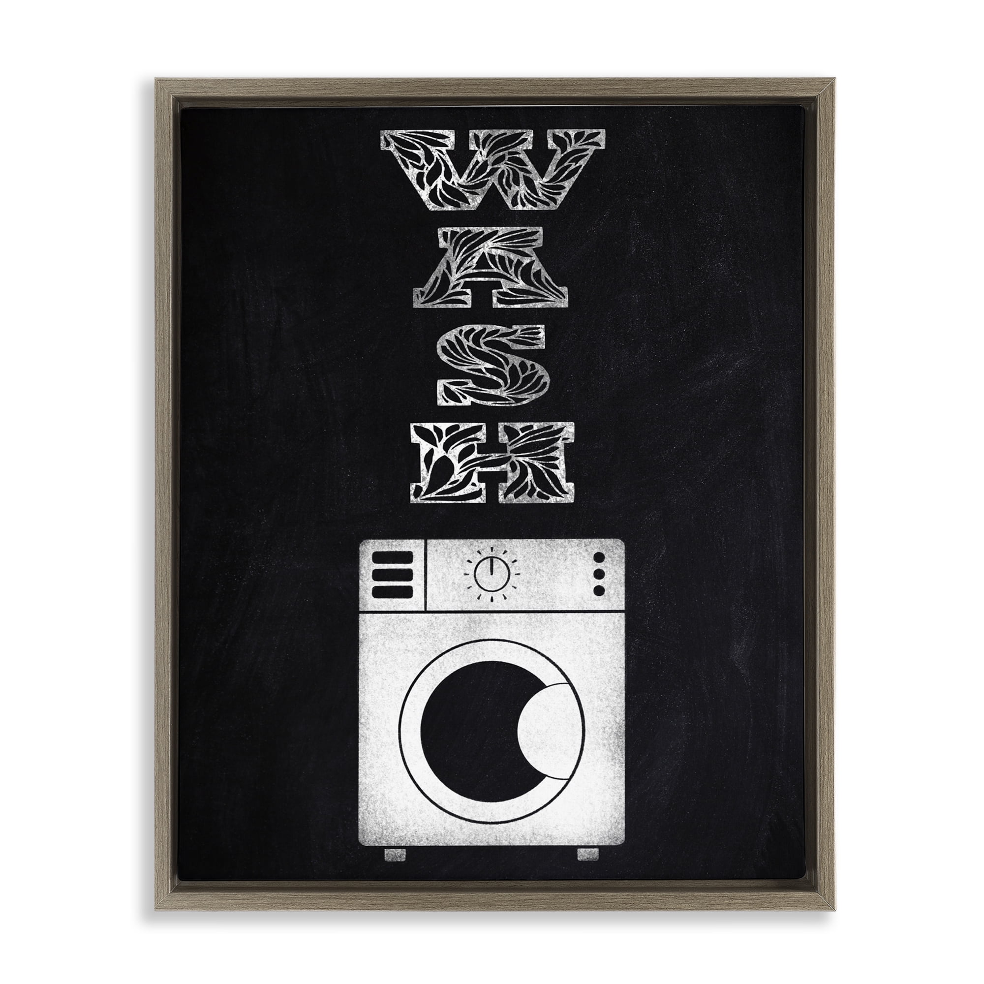 Laundry Wash Ornate Letters Brown Framed Floater Canvas Wall Art ...