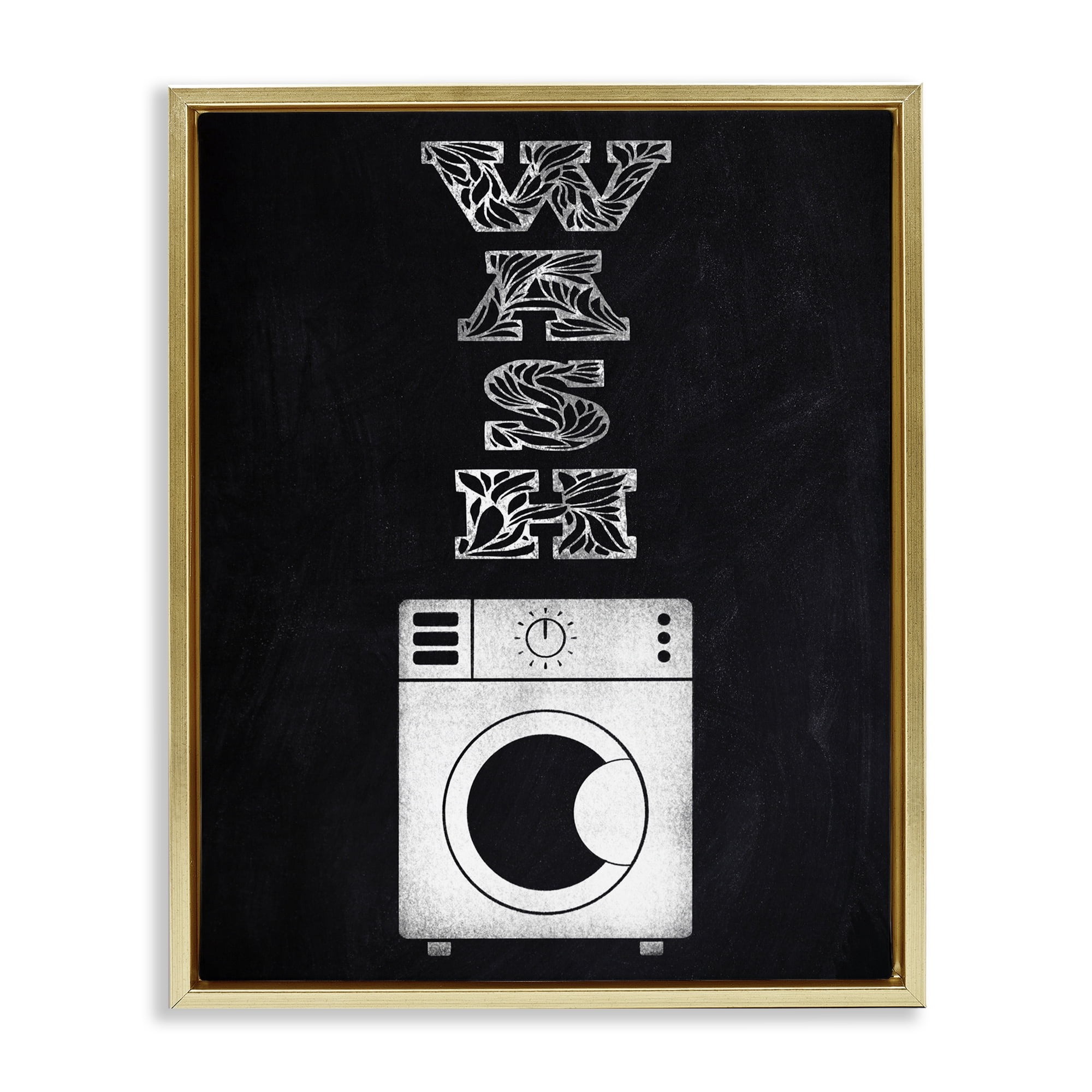 Laundry Wash Ornate Letters Gold Framed Floater Canvas Wall Art, design ...