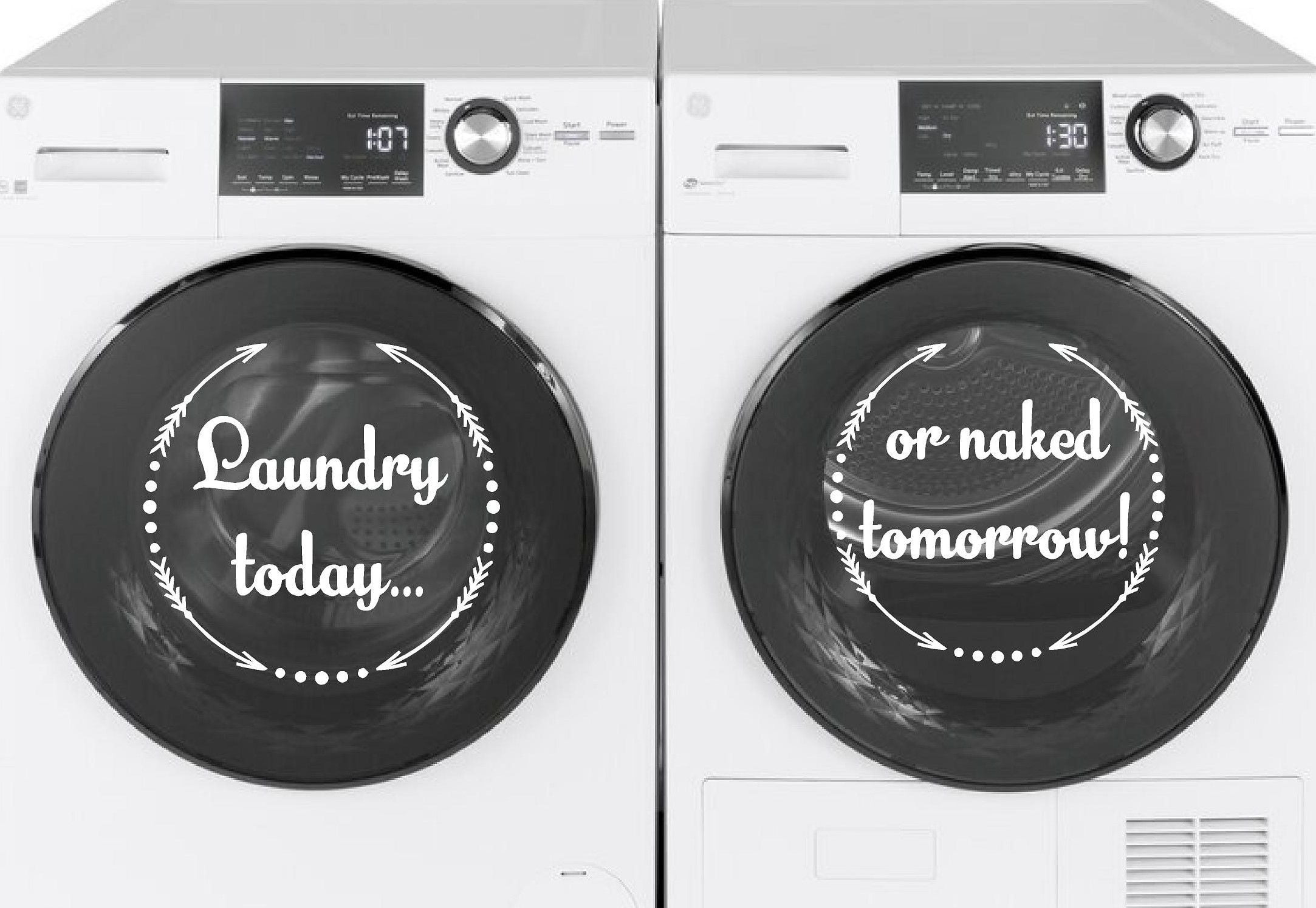 Laundry Wash and Dryer Decal - 10"x10" - Vinyl Washing Machine Decals ...