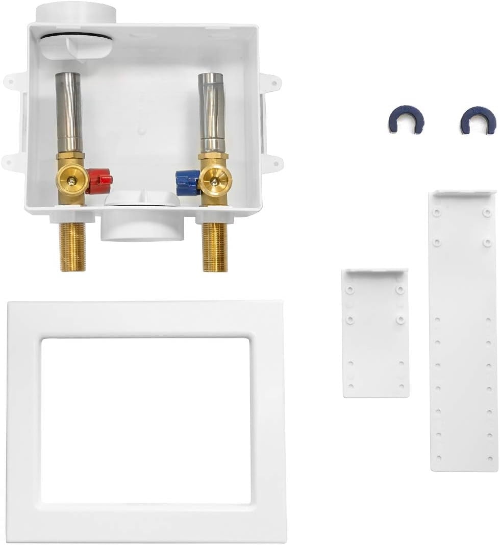 Laundry Washer Outlet Box - 1/2" Push-Fit White Box with Center Drain ...