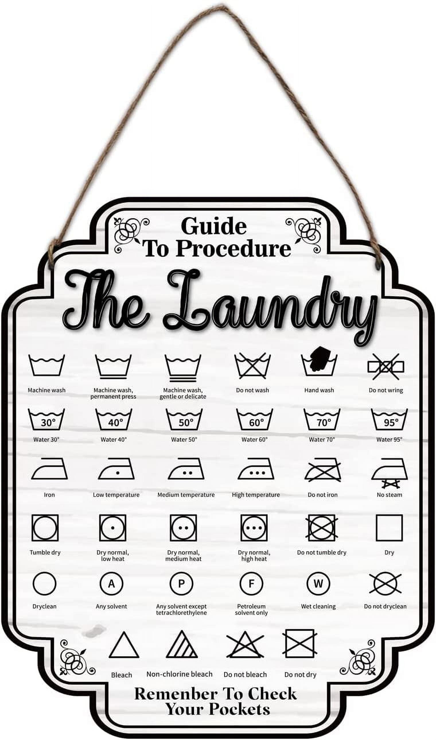 The Laundry Wood Sign Laundry Guide Retro Farmhouse Wood Hanging Plaque ...