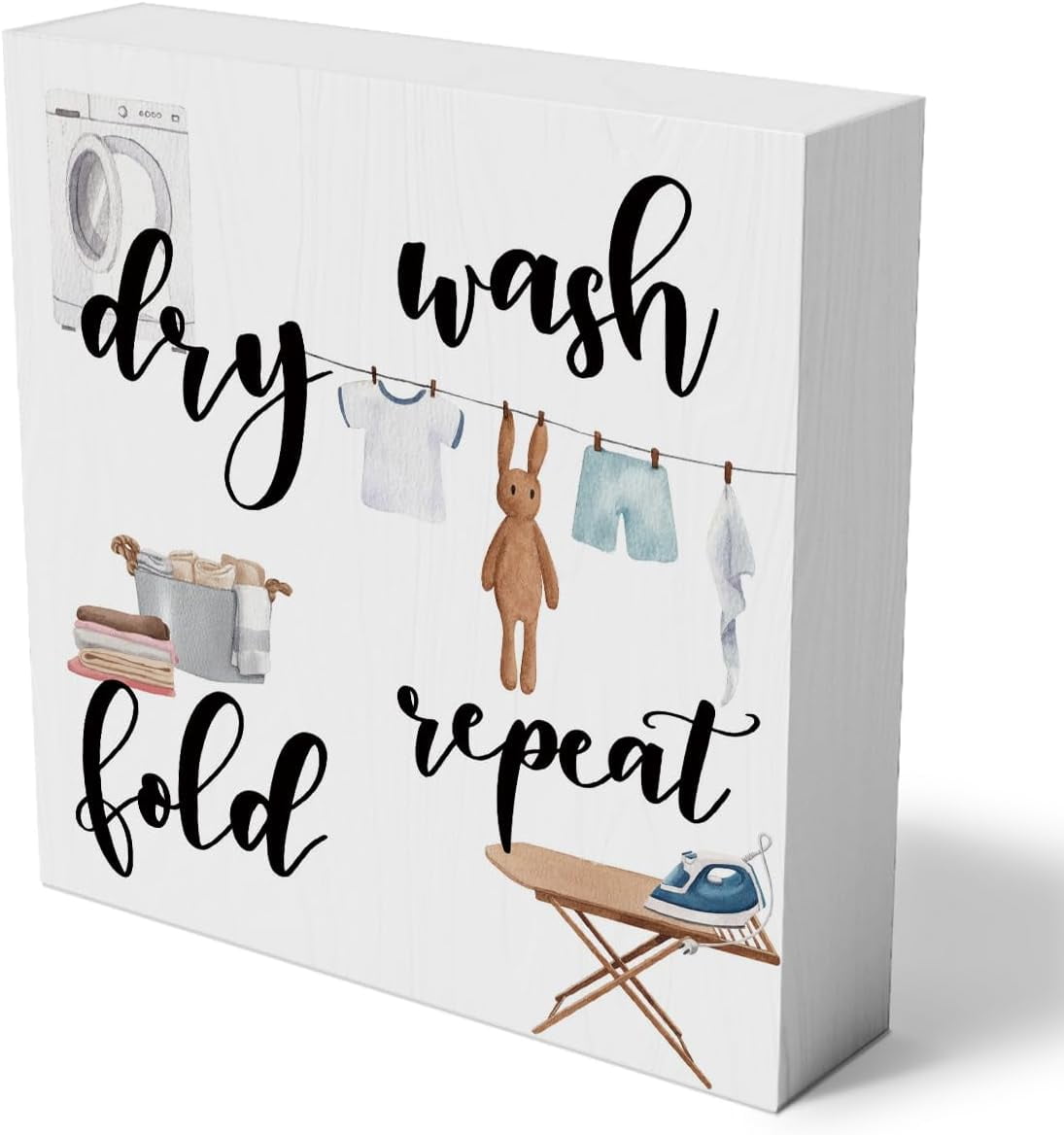 Laundry Wooden Box Sign Home Laundry Room Wall Decor 7x7 Inch Rustic ...