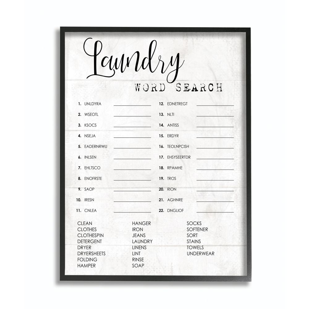 Daphne Polselli Laundry Word Scramble - Framed Giclee Texturized ...