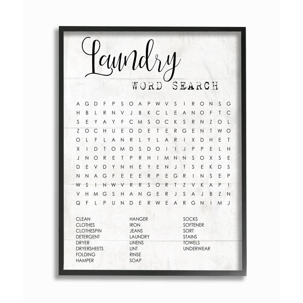 Laundry Word Search Fun Family Word Design Framed Giclee Texturized Art ...