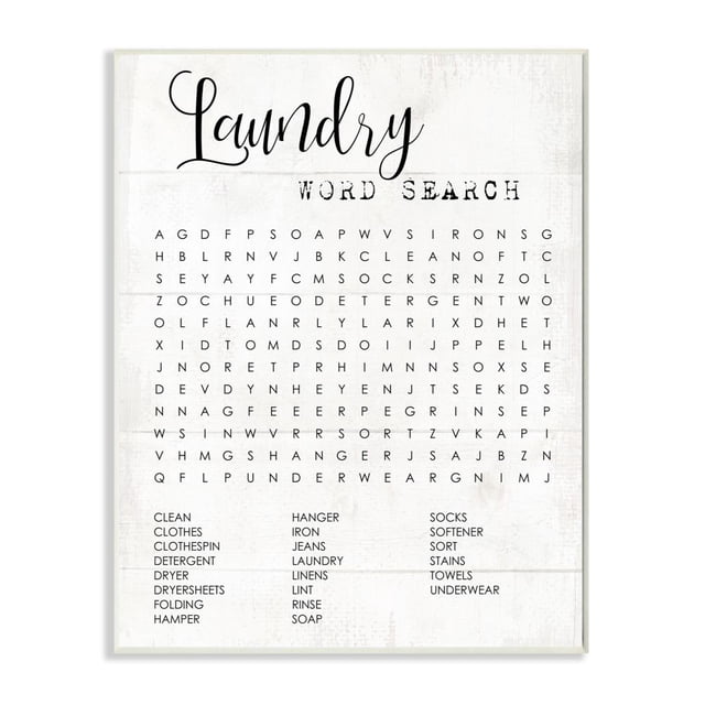 Laundry Word Search Fun Family Word Design Oversized Wall Plaque Art by ...