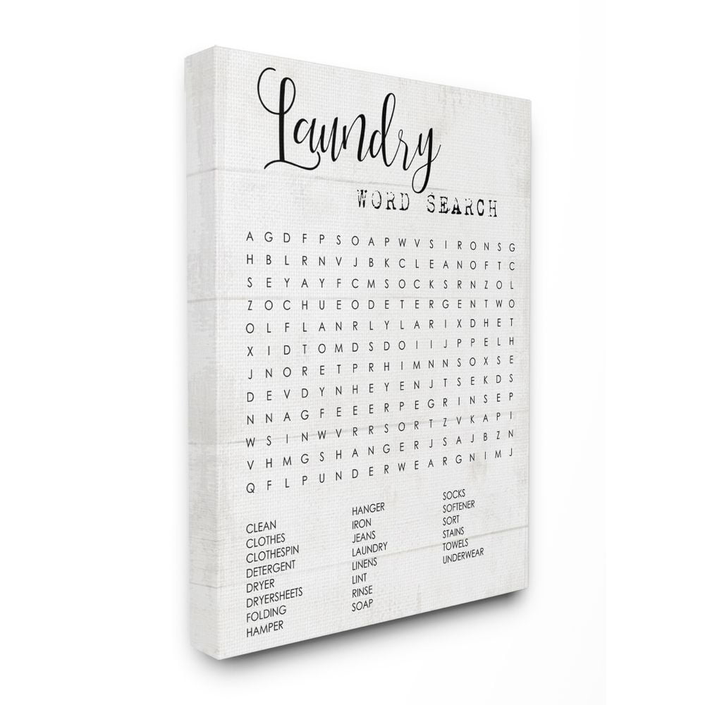 Laundry Word Search Fun Family Word Design Stretched Canvas Wall Art by ...
