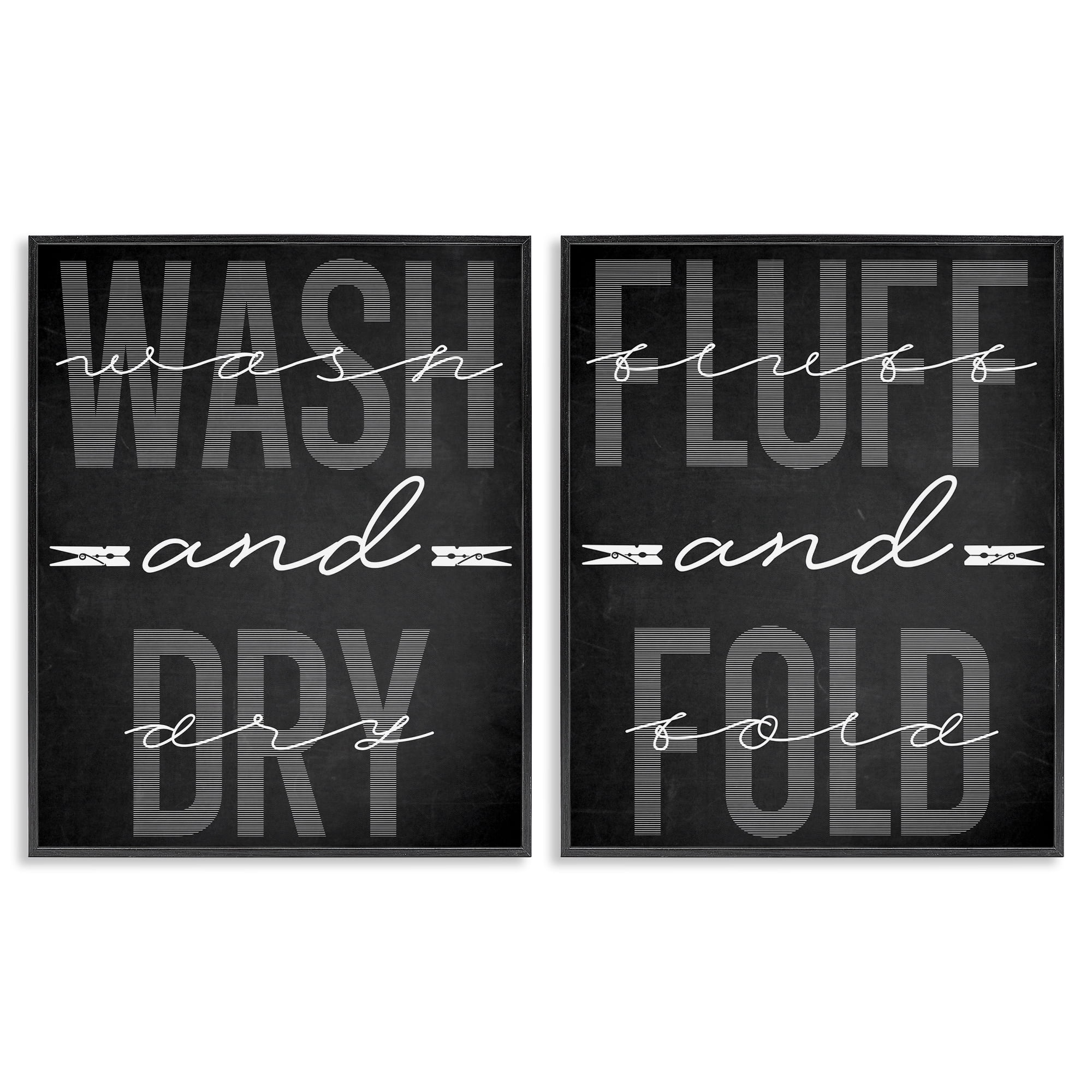 Laundry Words in Black 2 Piece Black Framed Giclee Art Set, design by ...