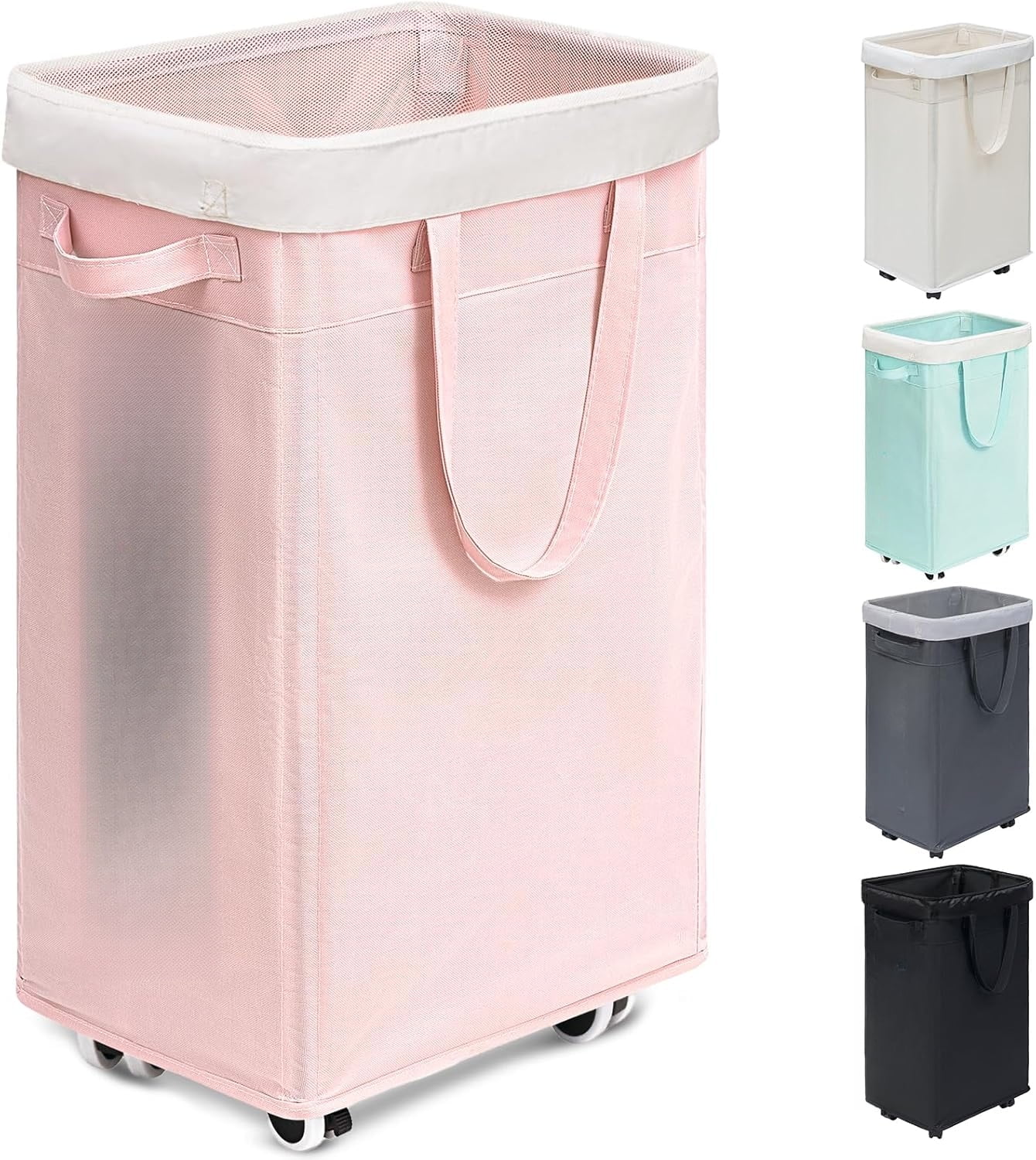 Laundry basket with wheels, 75L foldable laundry basket, laundry basket ...
