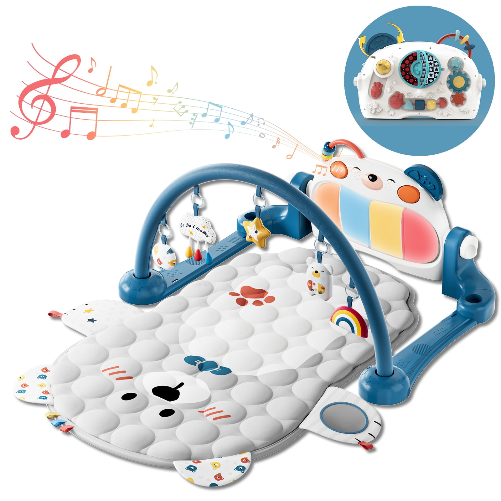 Lauon Baby Play Mat, Bear Style, Double-Sided Piano, Thick Padding ...