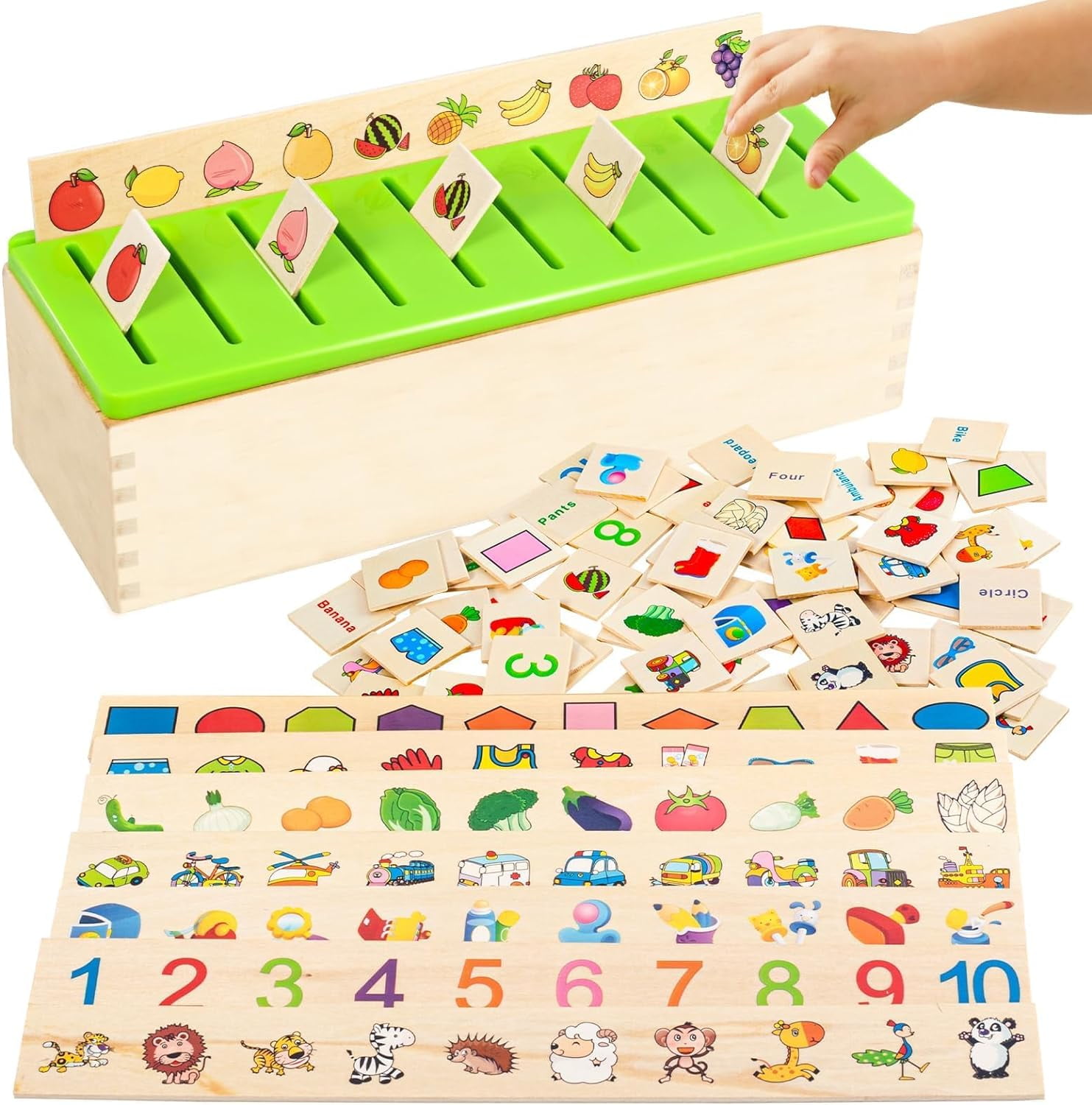 Lauon Wooden Montessori Sorting Toys for Toddlers- Baby Educational ...