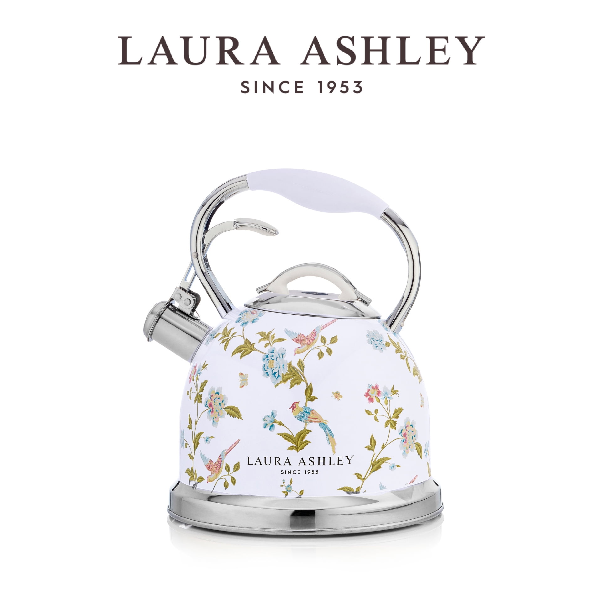 Laura Ashley Compatible Stovetop Kettle, Stainless Steel Elveden White ...