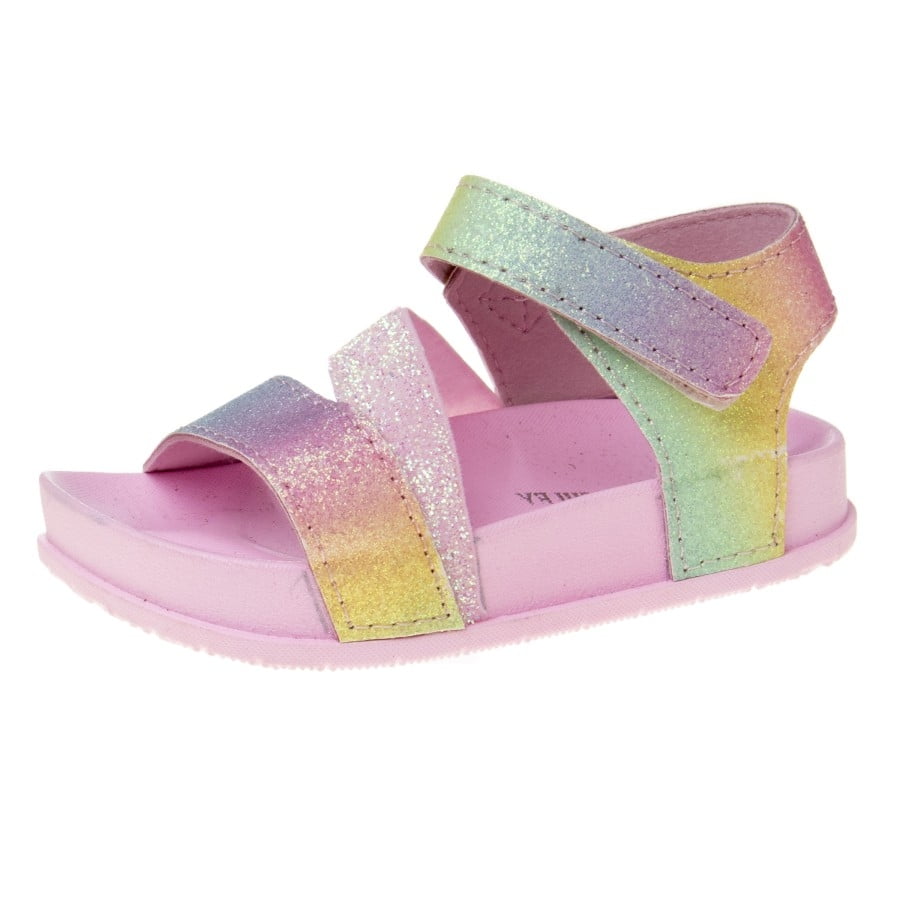 Laura Ashley Girls Double Buckle Flat Heel Footbed Sandals (Toddler ...