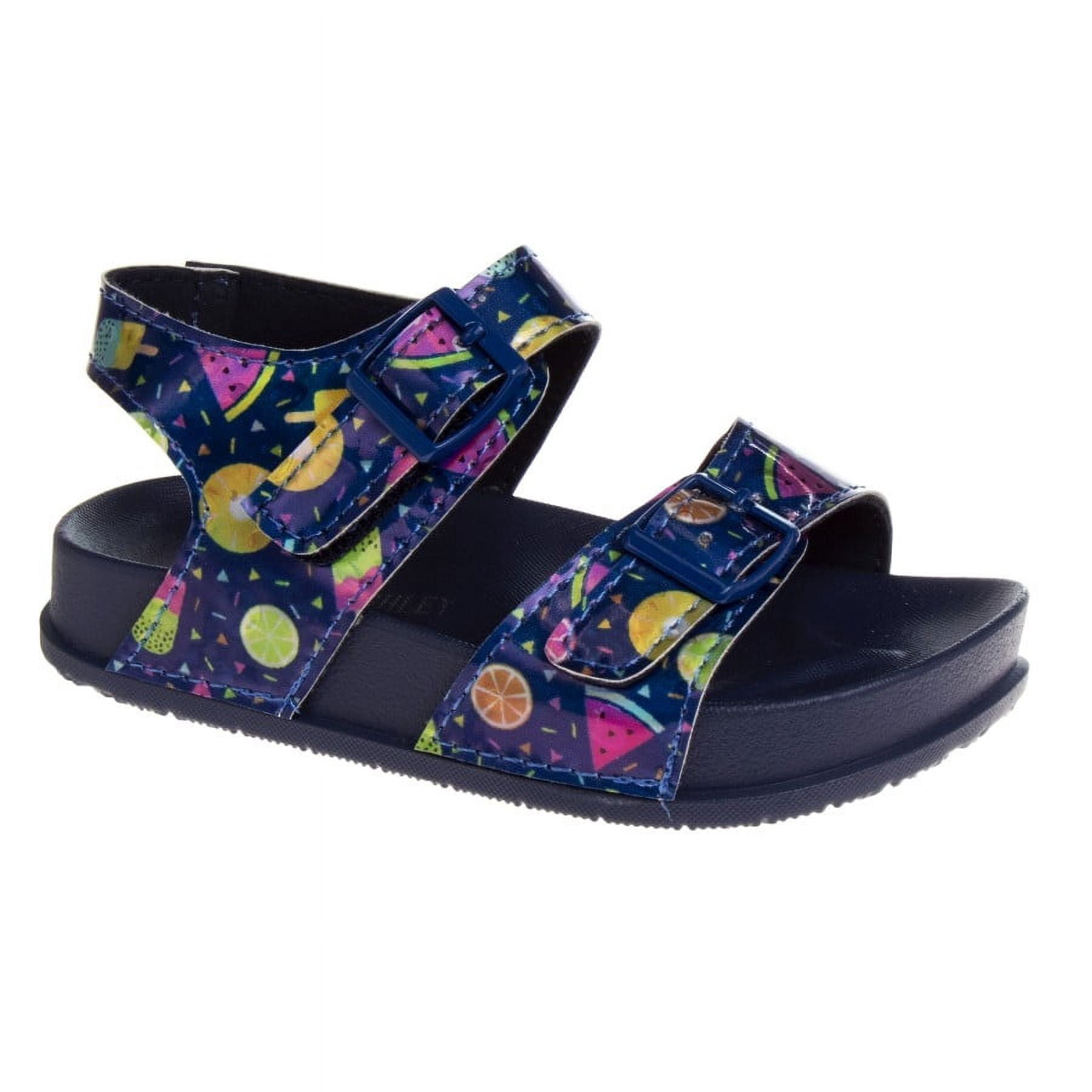 Laura Ashley Girls Double Buckle Flat Heel Footbed Sandals with ...