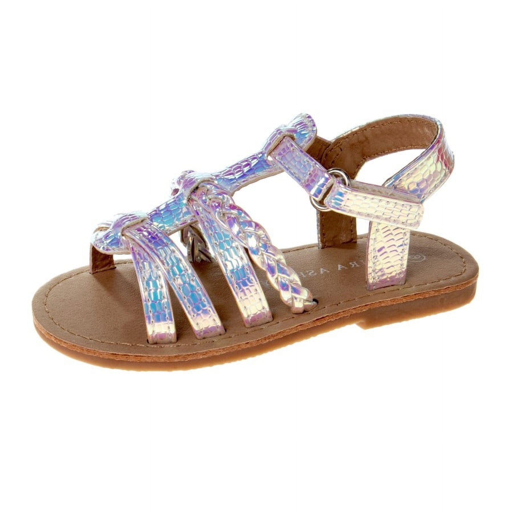 Laura Ashley Girls Hook and Loop Strappy Gladiator Sandals. (Toddler ...