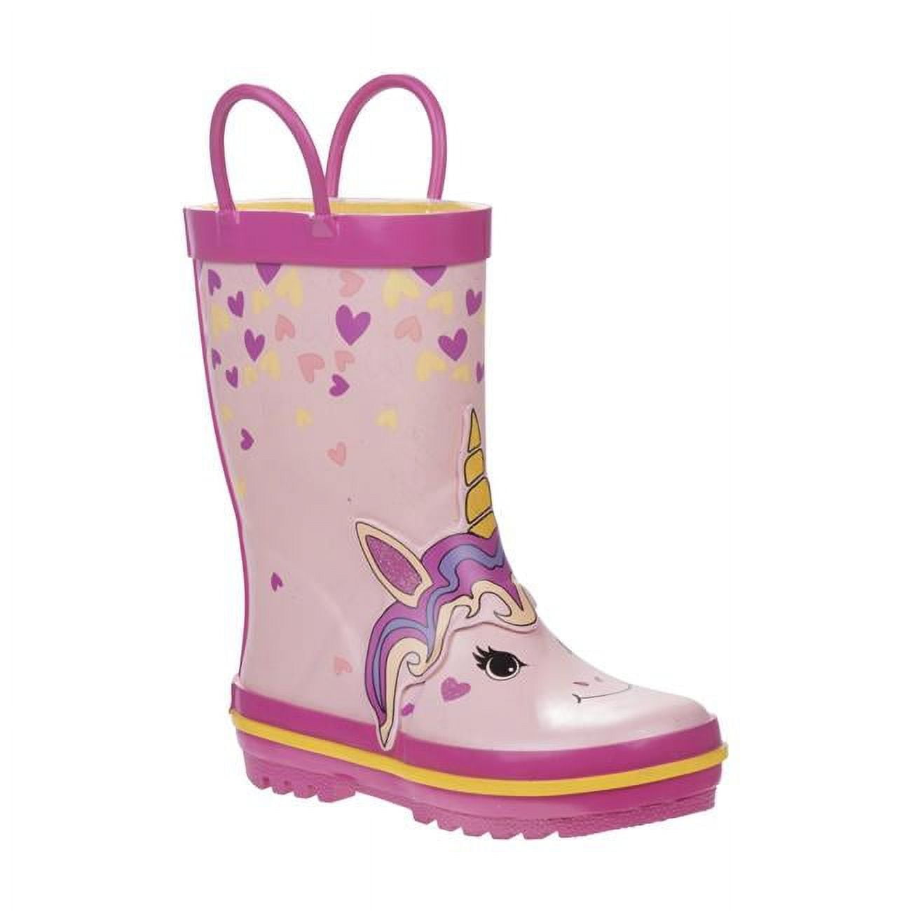 Laura Ashley O-LA83809A-Pink Yellow-12 Girls Puddle Stompers Rain Boots ...