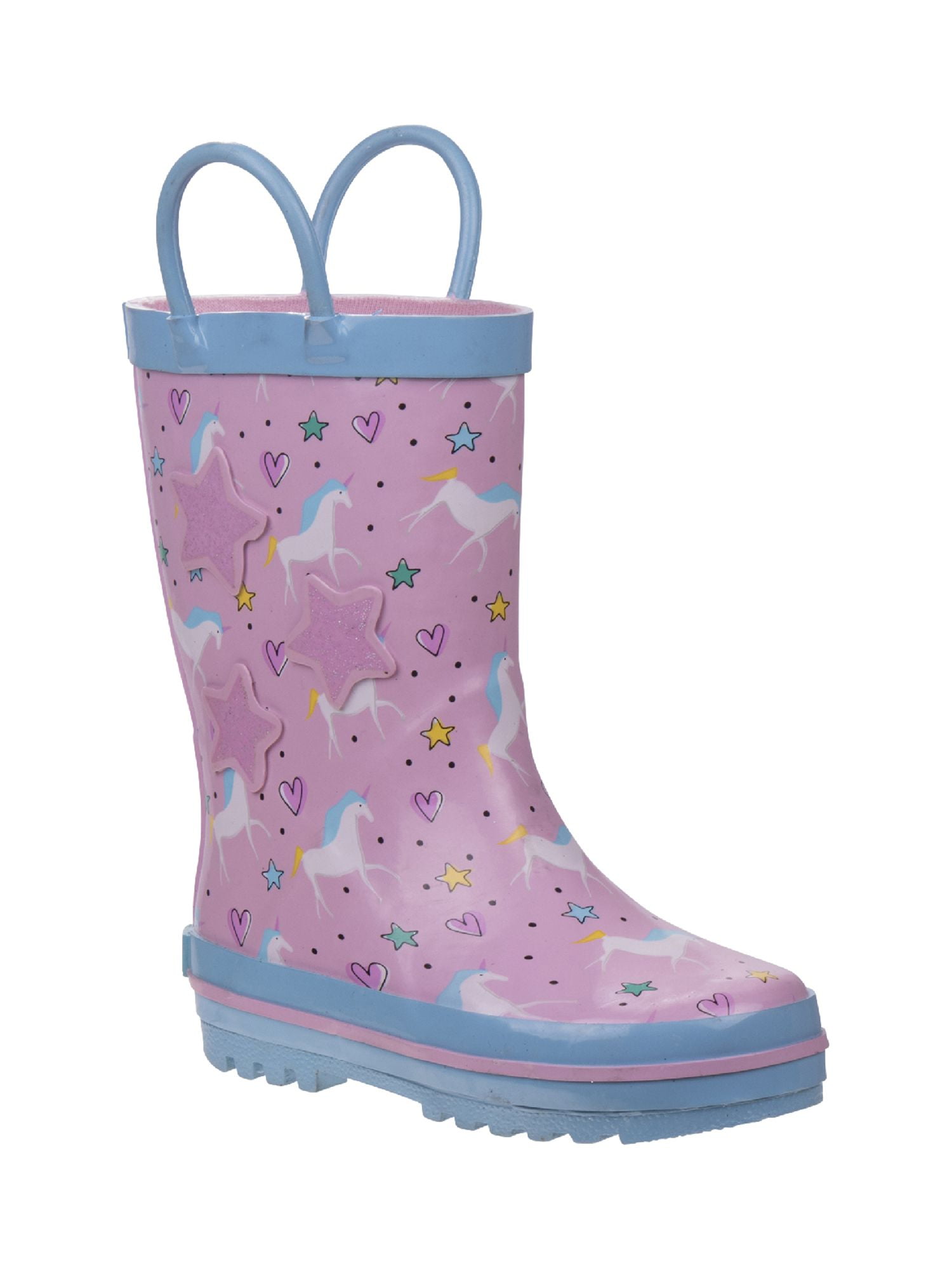 Laura Ashley O-LA85389A-Pink Blue-12 Girls Puddle Stompers Rain Boots ...