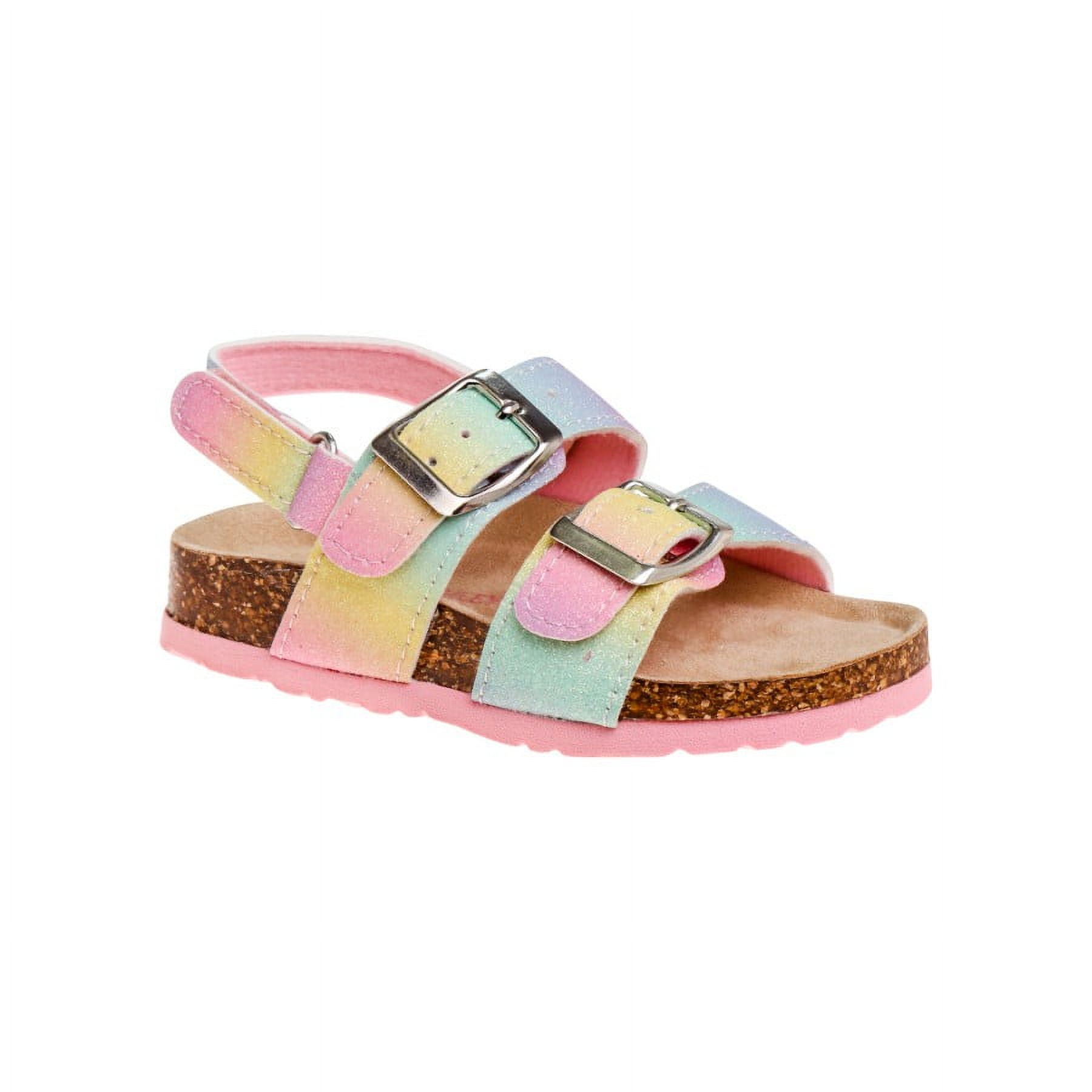 Laura Ashley Toddler Girls Double Buckle Flat Heel Footbed Sandals ...