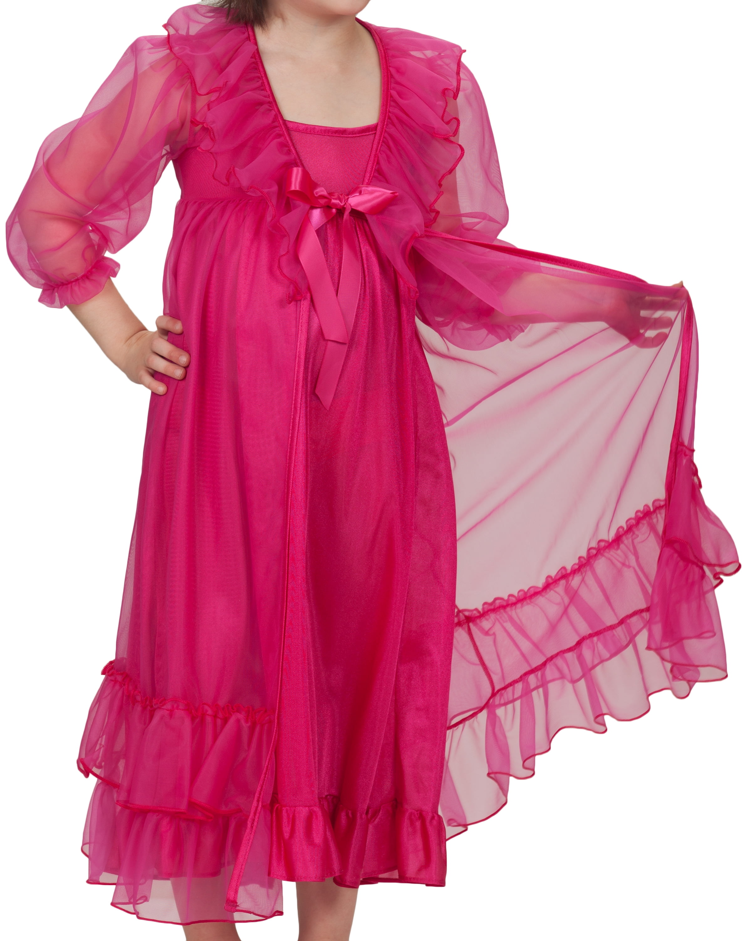 Laura Dare Frilly Peignoir Set In Solid Colors 2t 14
