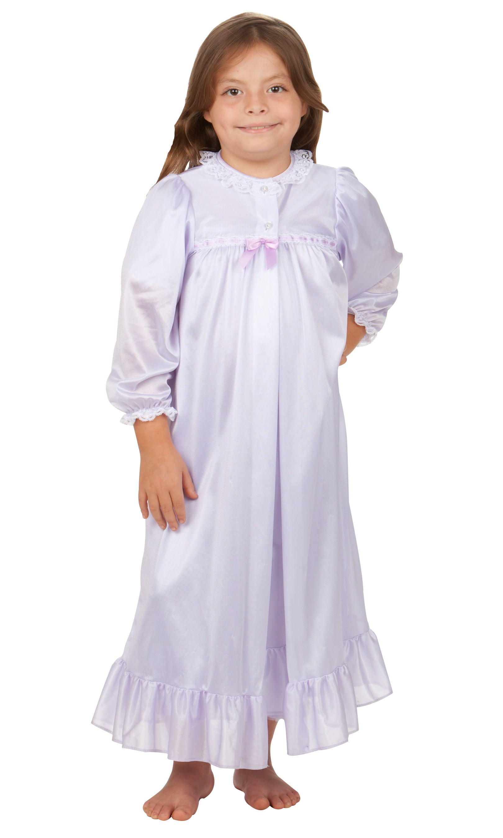 Laura Dare Girls Long Sleeve Traditional Peignoir Set In Solid Colors 2t 14