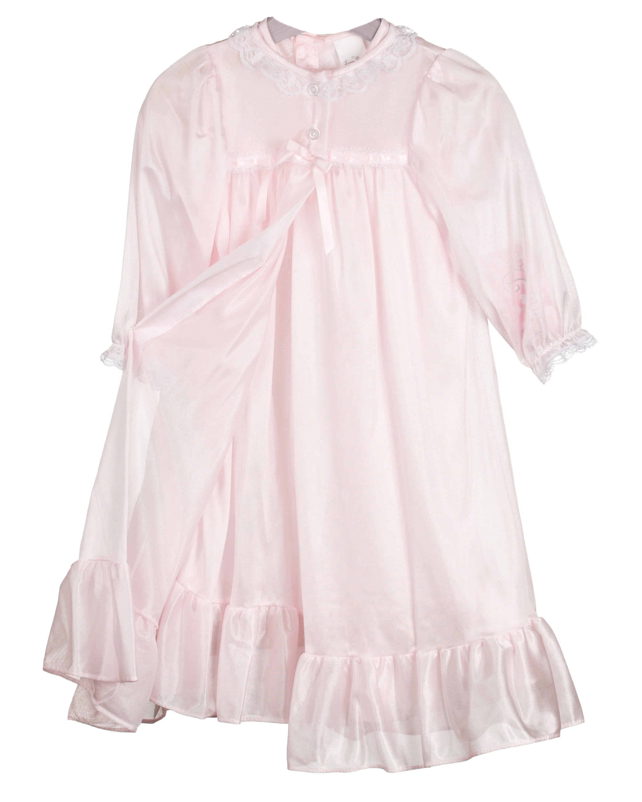 Laura Dare Girls Long Sleeve Traditional Peignoir Set In Solid Colors 2t 14