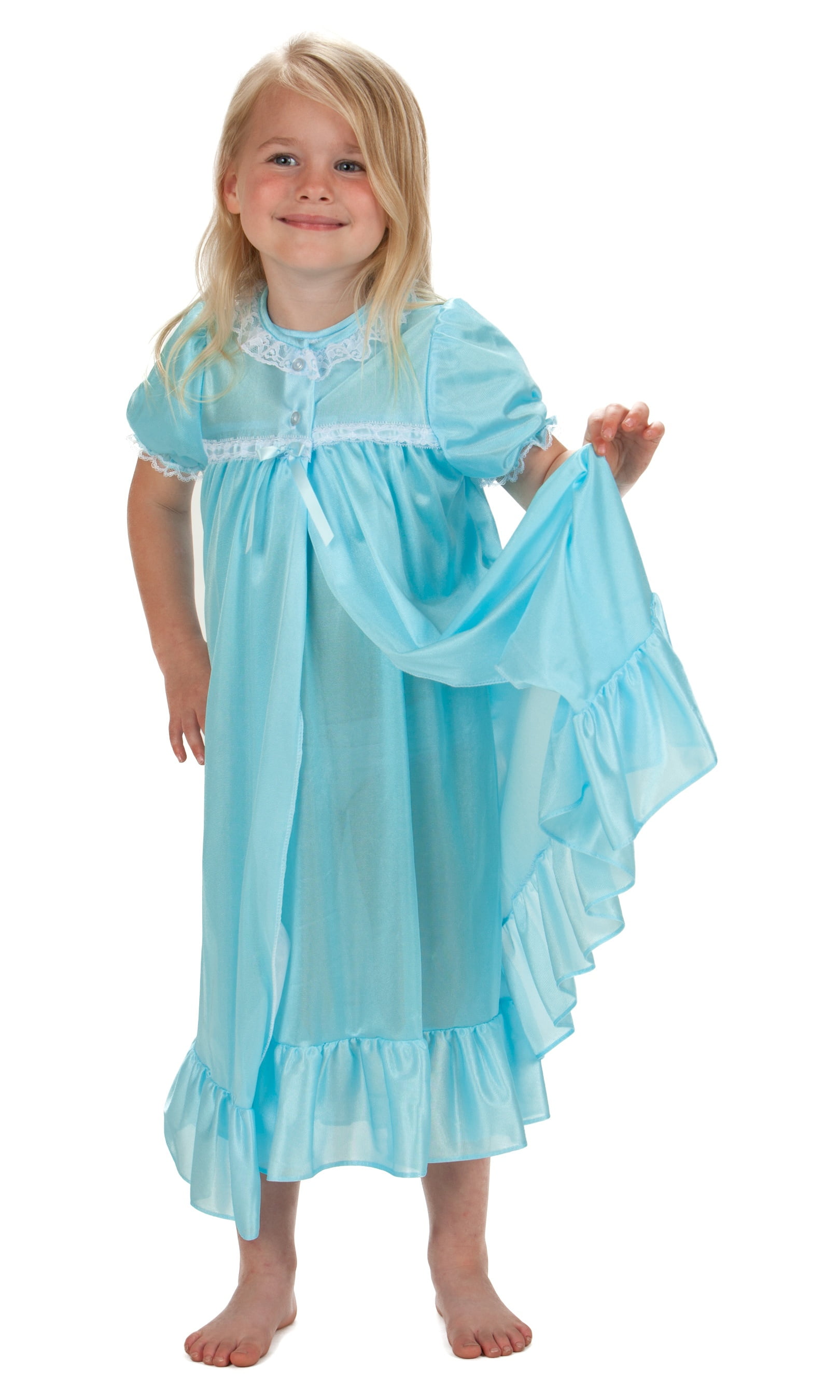 Laura Dare Girls Short Sleeve Tradition Peignoir Set In Solid Colors 2t 14