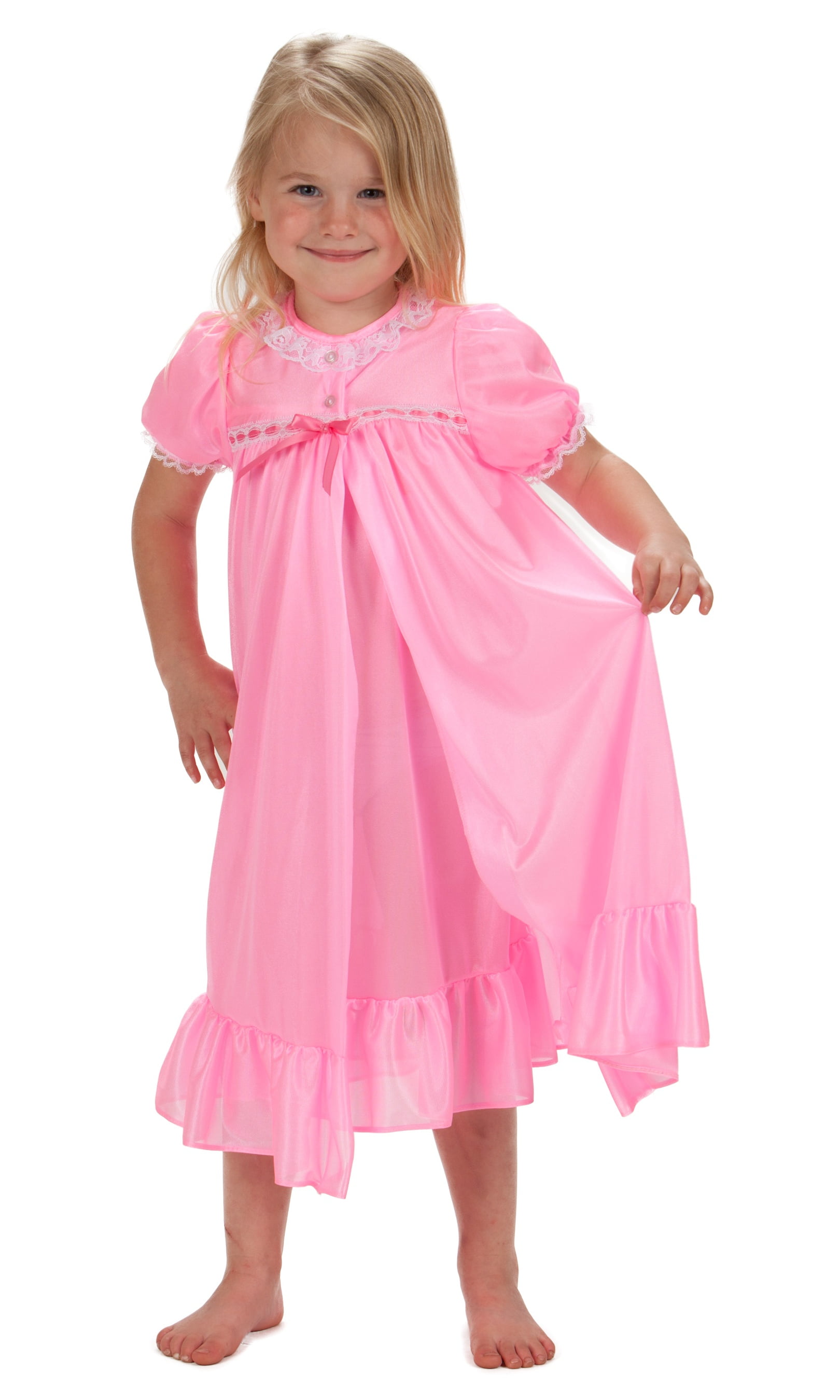 Laura Dare Girls Short Sleeve Tradition Peignoir Set In Solid Colors 2t 14