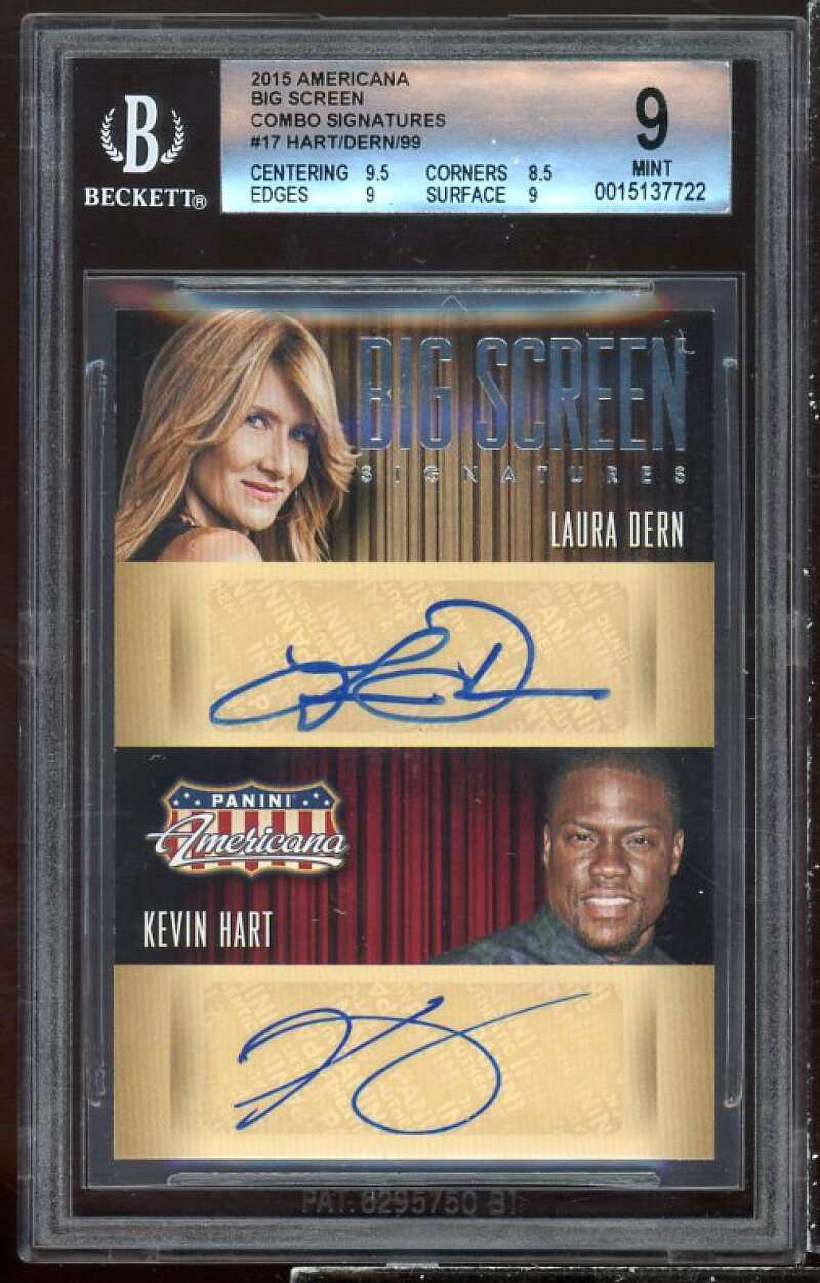 Laura Dern / Kevin Hart Card 2015 Americana BS Combo Signatures #17 BGS ...
