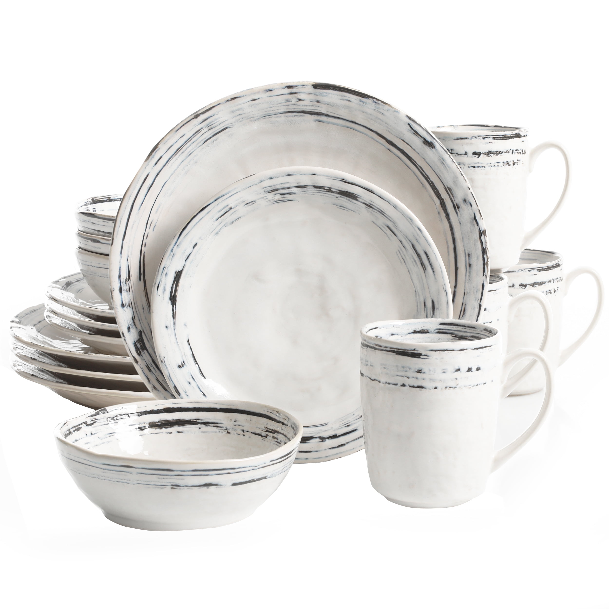 Laura Gates Potenza 16 Piece Dinnerware Set in Gray - Walmart.com