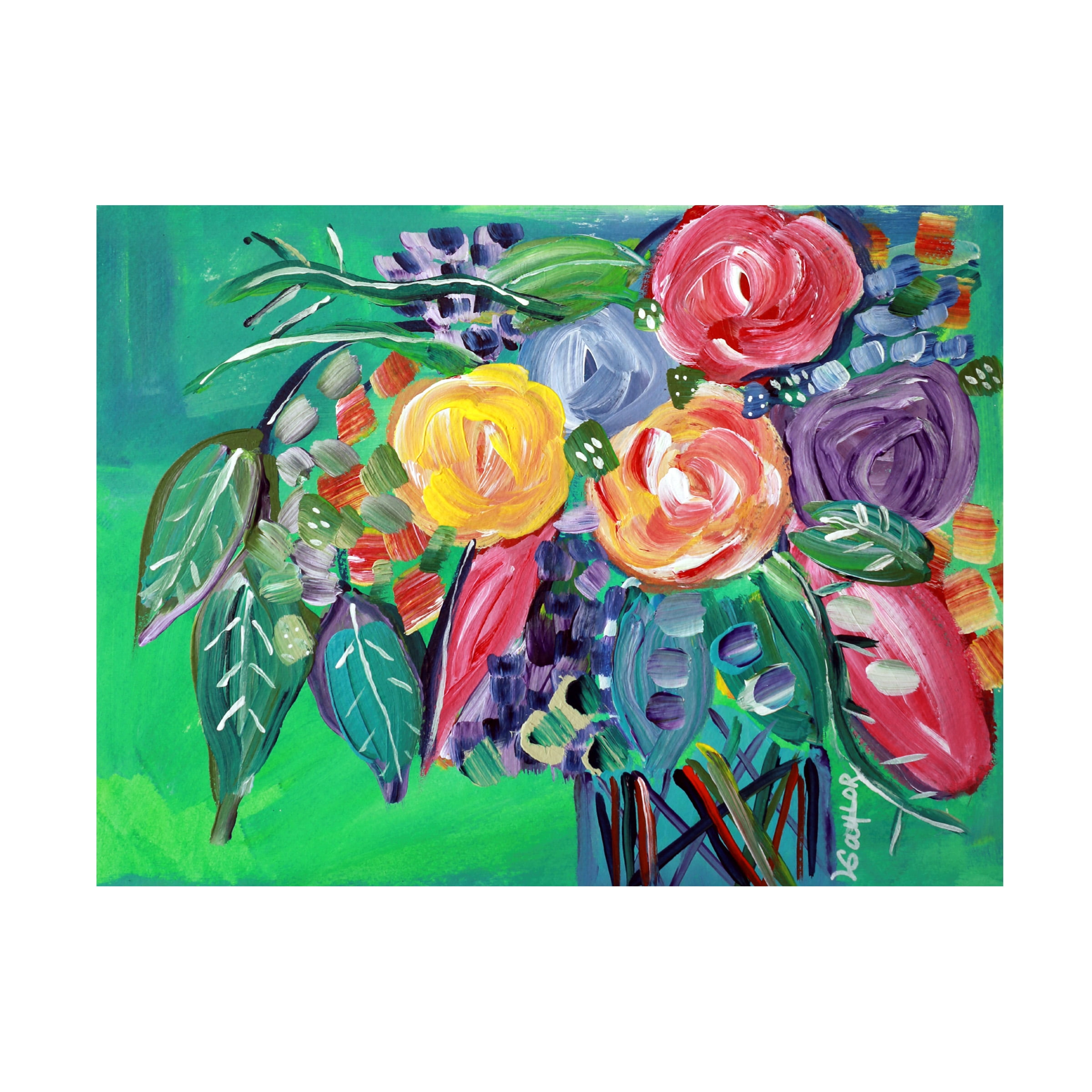 Laura Gaylor Art 'Pretty Flowers in Vase' Canvas Art - Walmart.com