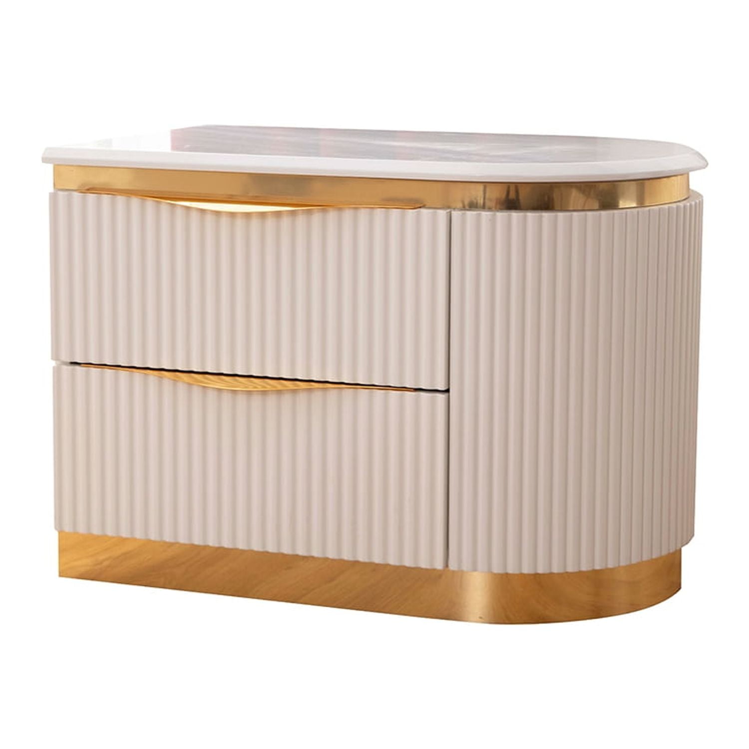 Laura Gold Detailed Right Nightstand made with Wood in White - Walmart.com