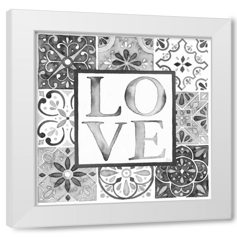 Laura Marshall 4x14 White Modern Wood Framed Wall Art Titled - Garden Getaway Patchwork I Love ...