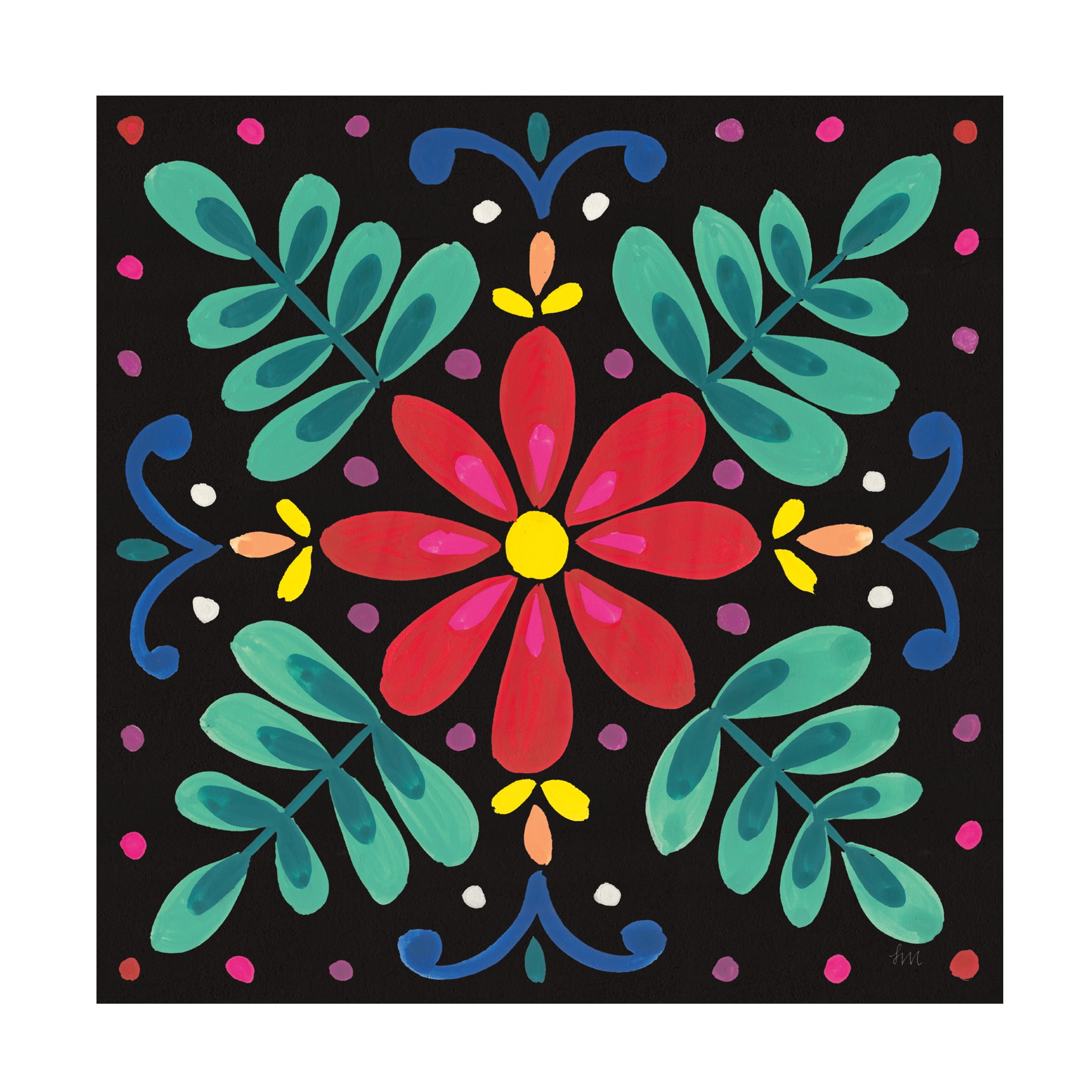 Laura Marshall 'Floral Fiesta Tile VI' Canvas Art - Walmart.com