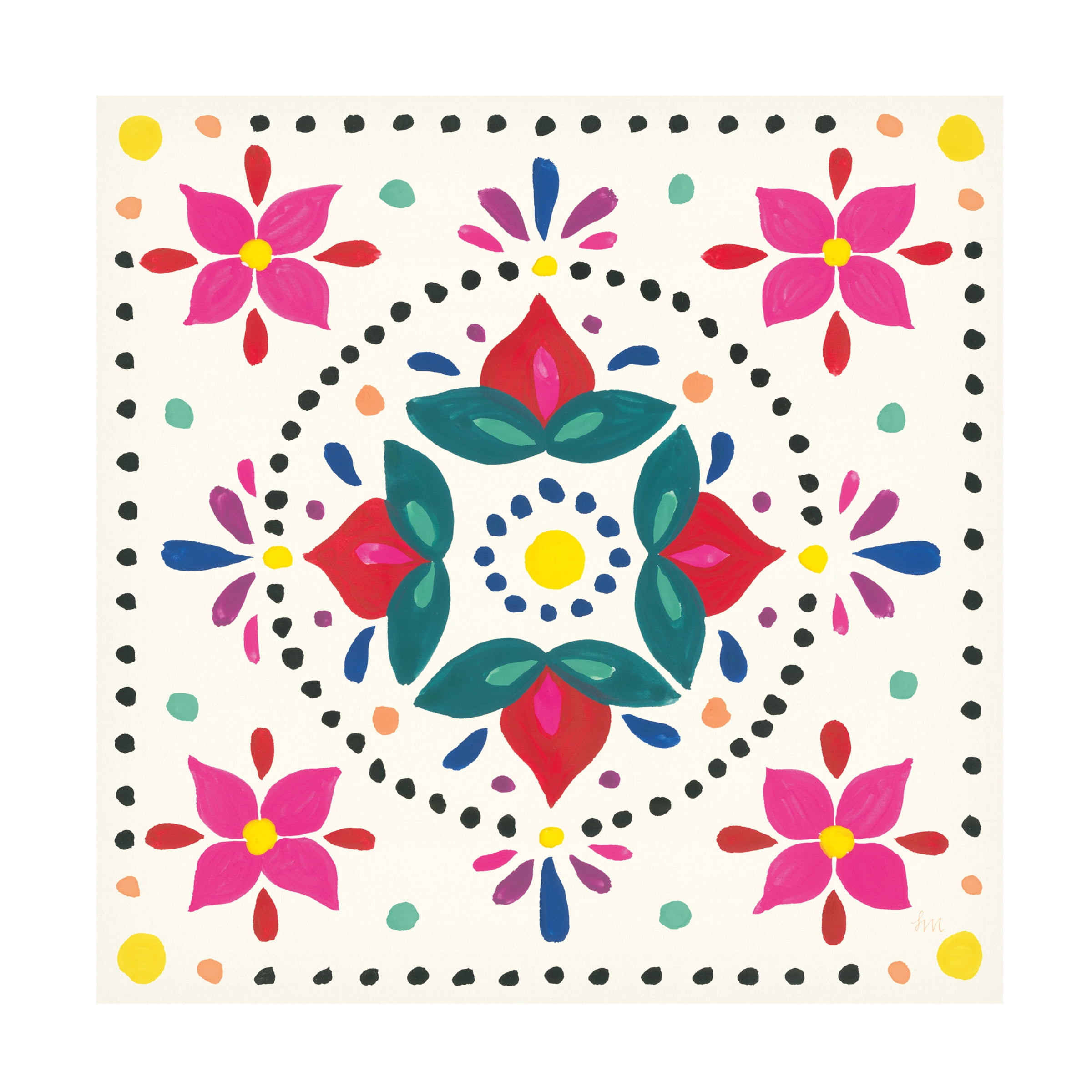 Laura Marshall 'Floral Fiesta White Tile VIII' Canvas Art - Walmart.com