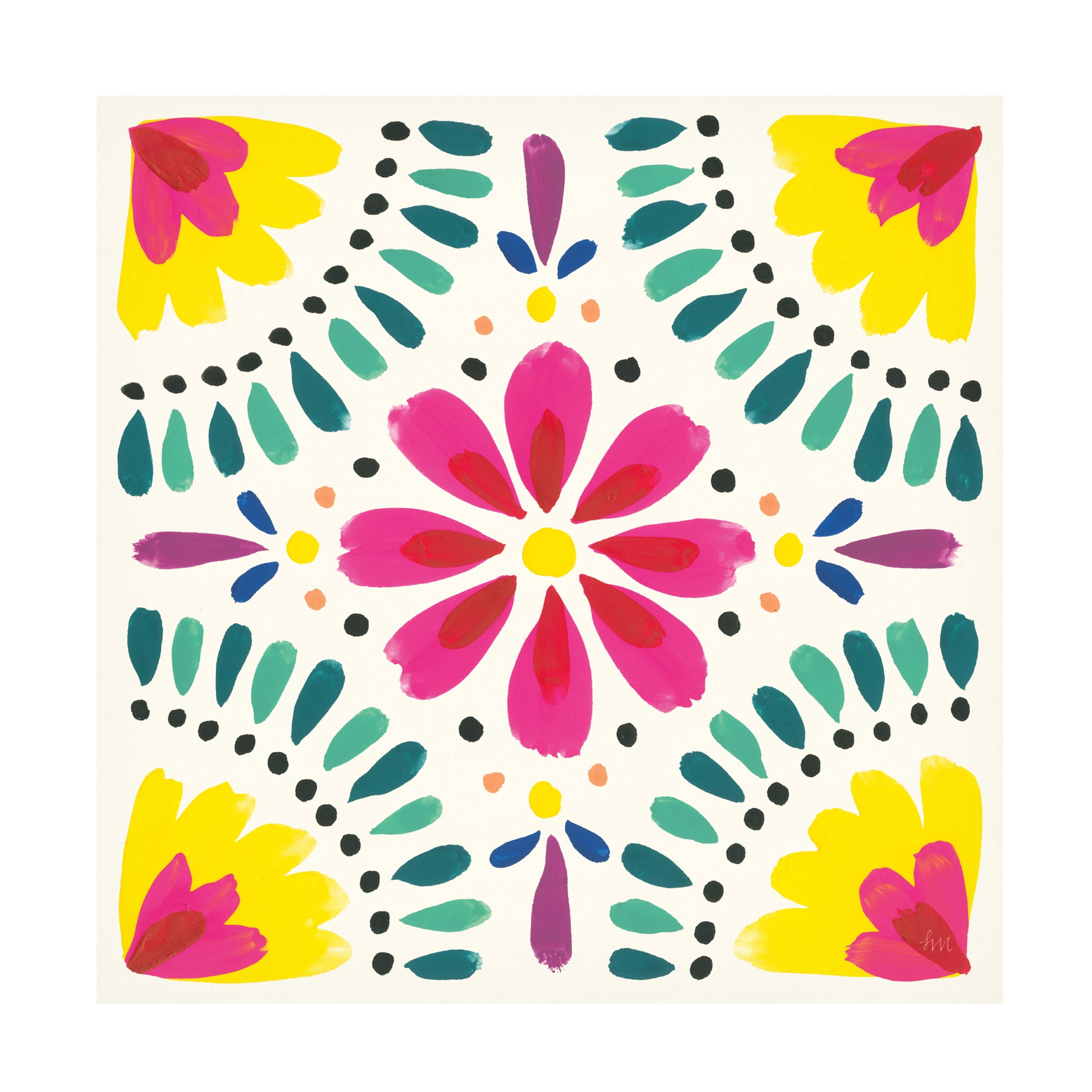 Laura Marshall 'Floral Fiesta White Tile X' Canvas Art - Walmart.com