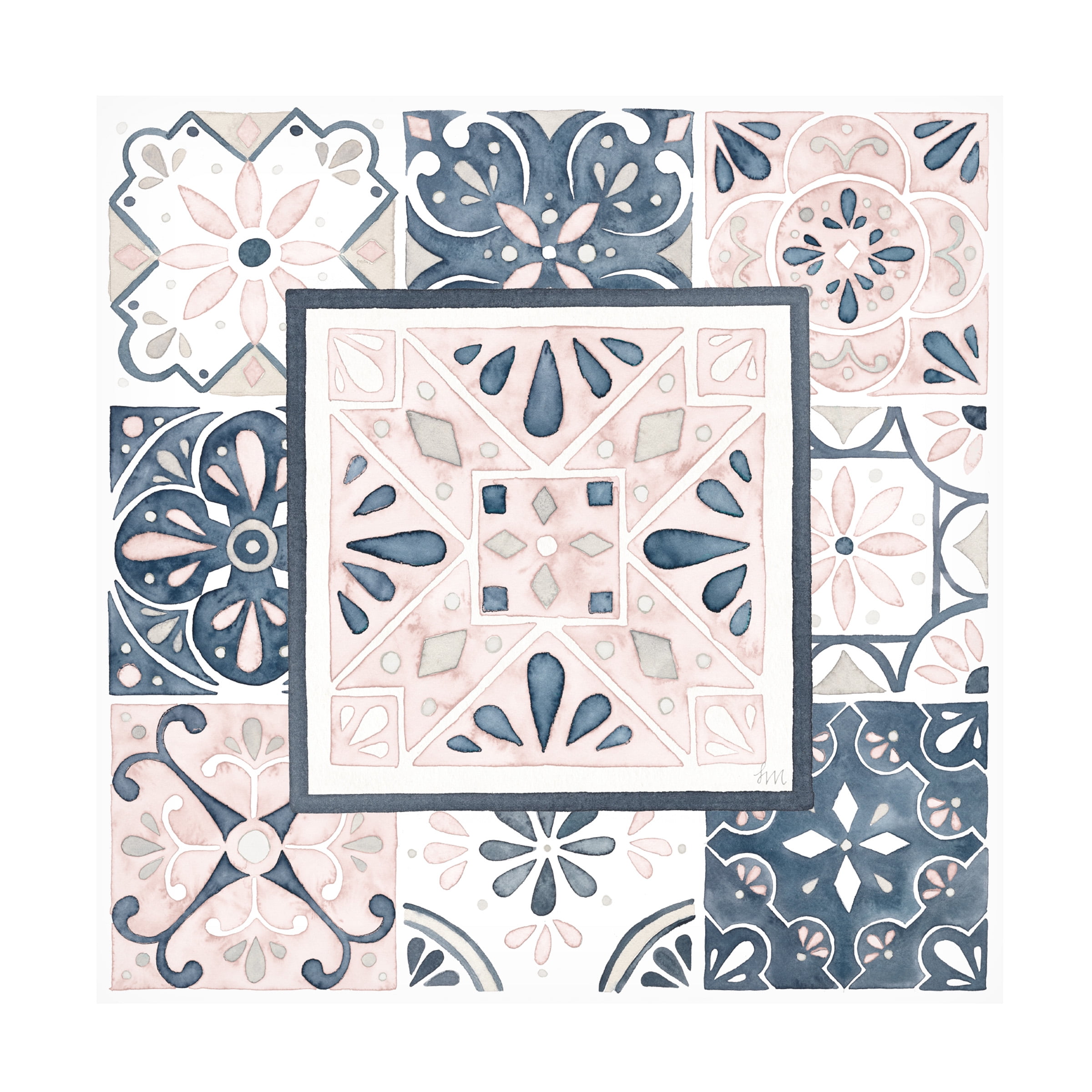 Laura Marshall 'Garden Getaway Patchwork V Blush' Canvas Art - Walmart.com