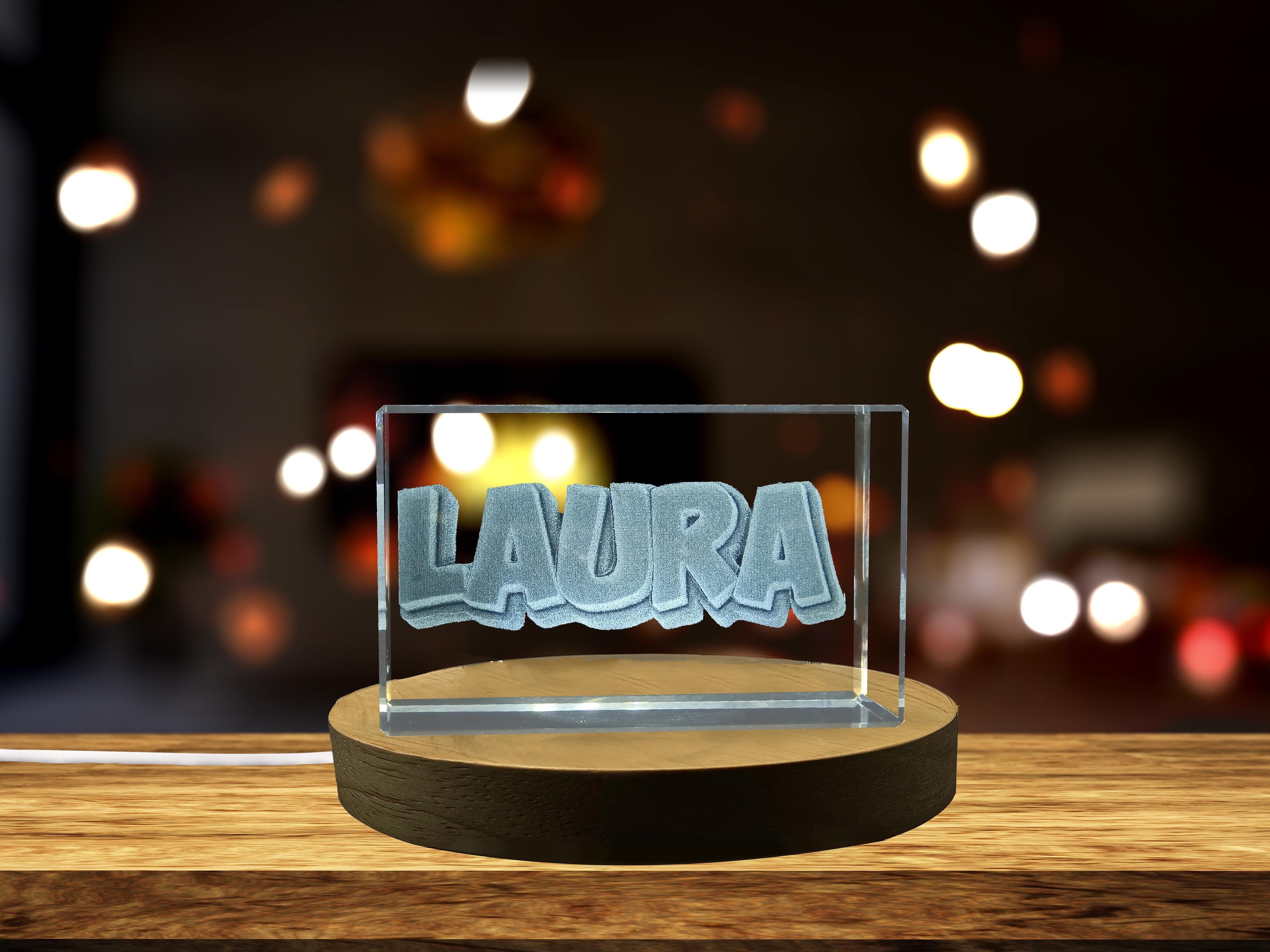 Laura | Names Art 3D Engraved Crystal - Walmart.com