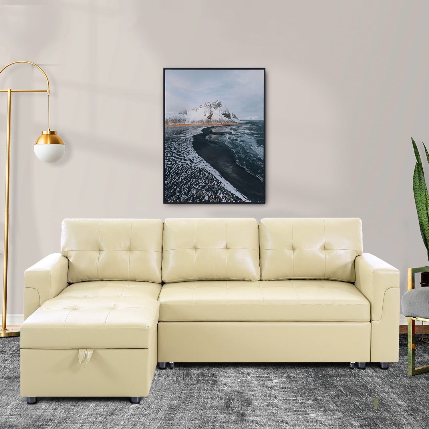 Naomi Home Laura Reversible Sleeper Sofa, L Shaped Convertible Couch ...