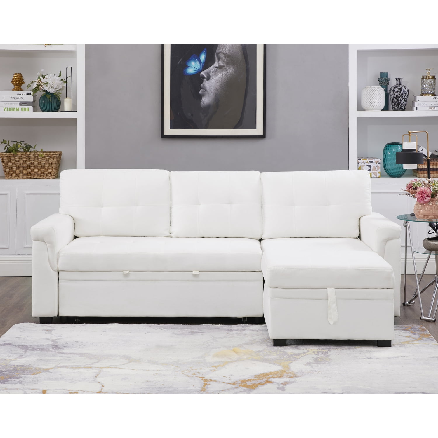Laura Reversible Sleeper Sectional Sofa Storage Chaise by Naomi Home ...