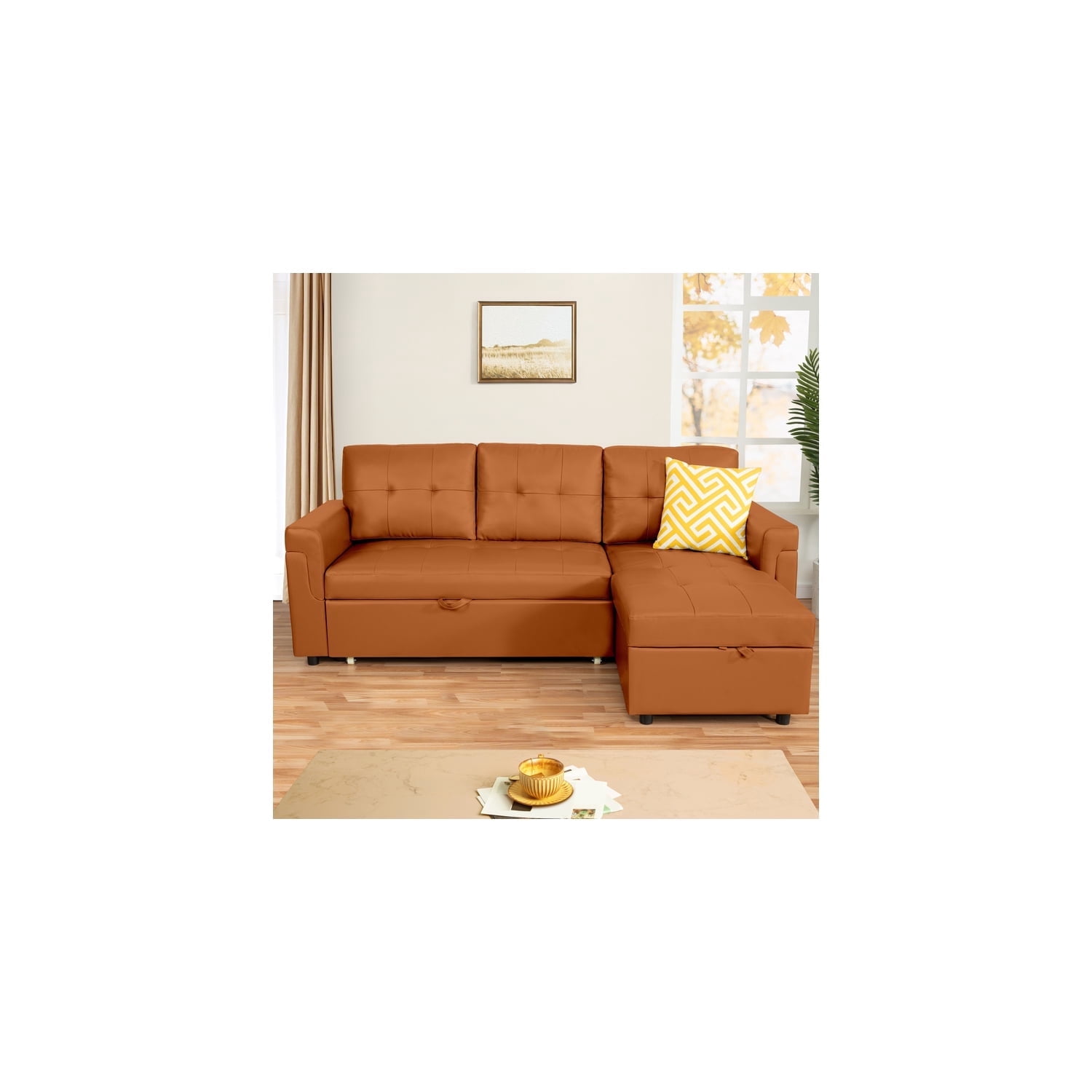 Laura Reversible Sleeper Sectional Sofa with Storage Chaise, Air ...