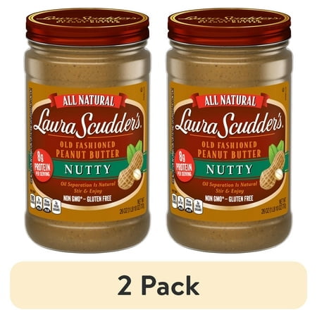 (2 pack) Laura Scudder's Natural Nutty Peanut Butter, 26-Ounce - Walmart.com