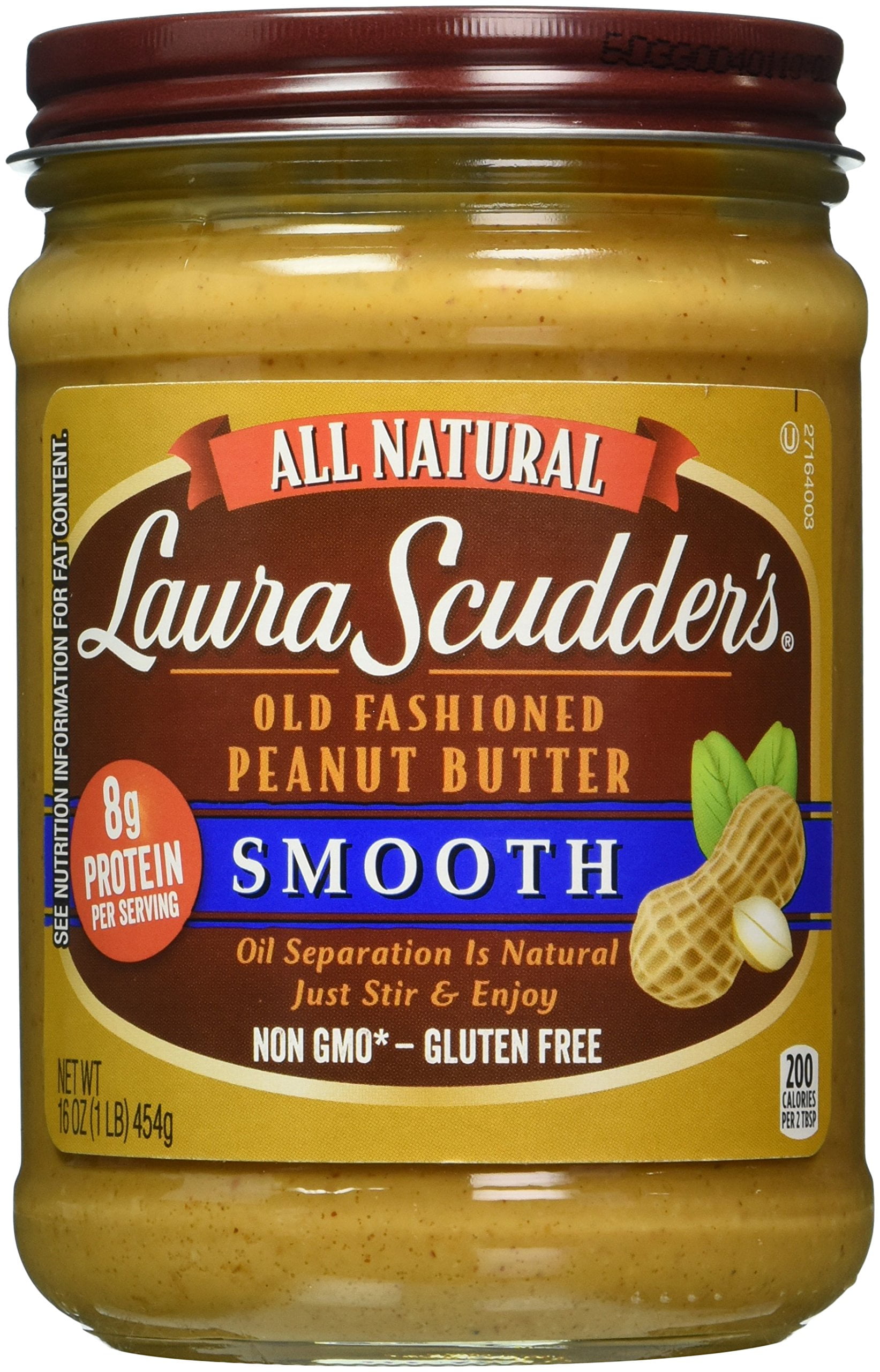 Laura Scudder's Old Fashioned Smooth Peanut Butter, 16 Ounces (Pack of ...
