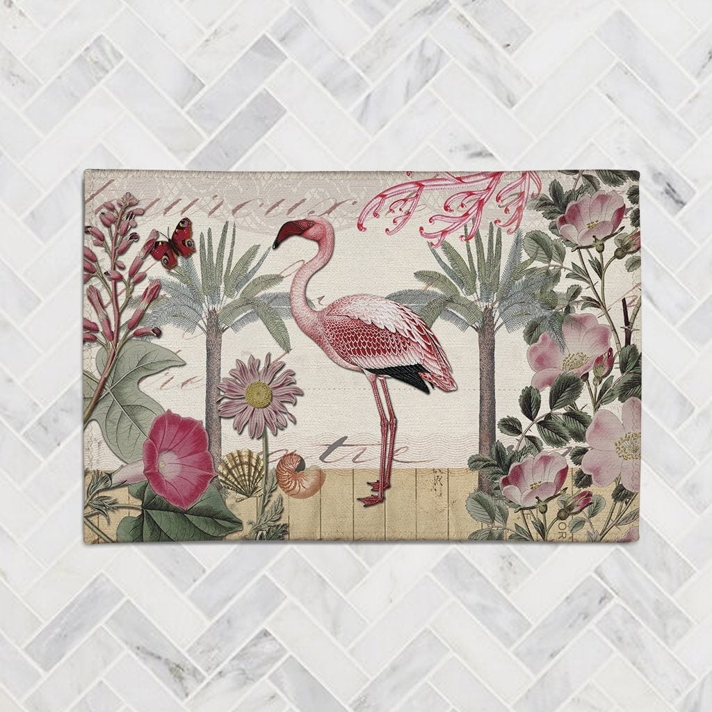 Laural Home Botanical Flamingo Chenille Accent Rug 3' x 5' 3' x 5 ...