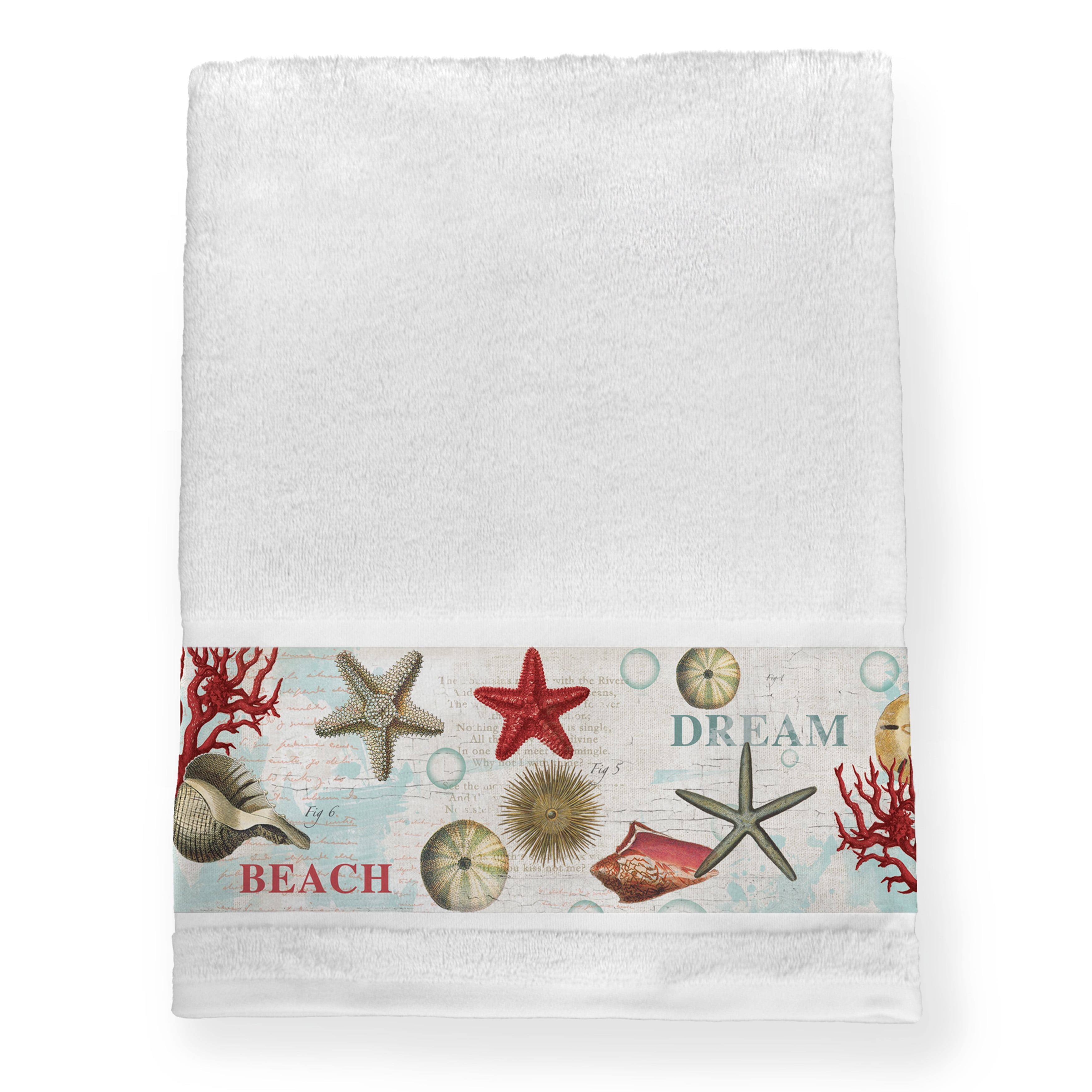 Laural Home Dream Beach Shells Cotton Bath Towel - 27x51 - Walmart.com