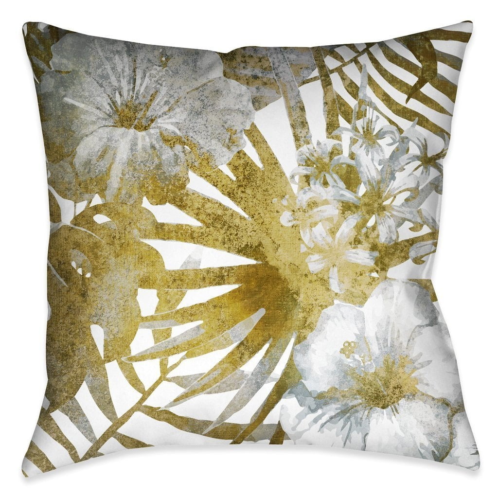 Laural Home Golden Tropical Ferns I Outdoor/Indoor Decorative Pillow ...