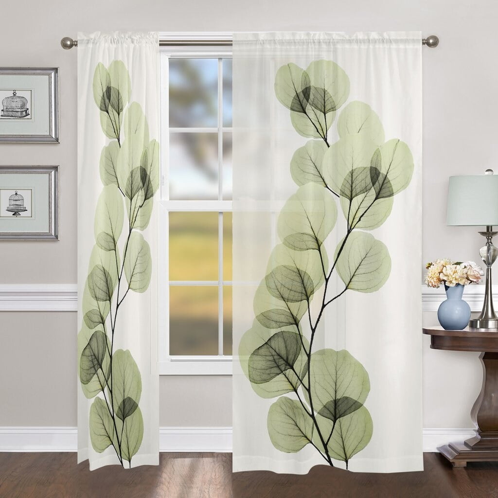 Laural Home Green X-Ray of Eucalyptus Leaves Sheer Window Panel (Single ...