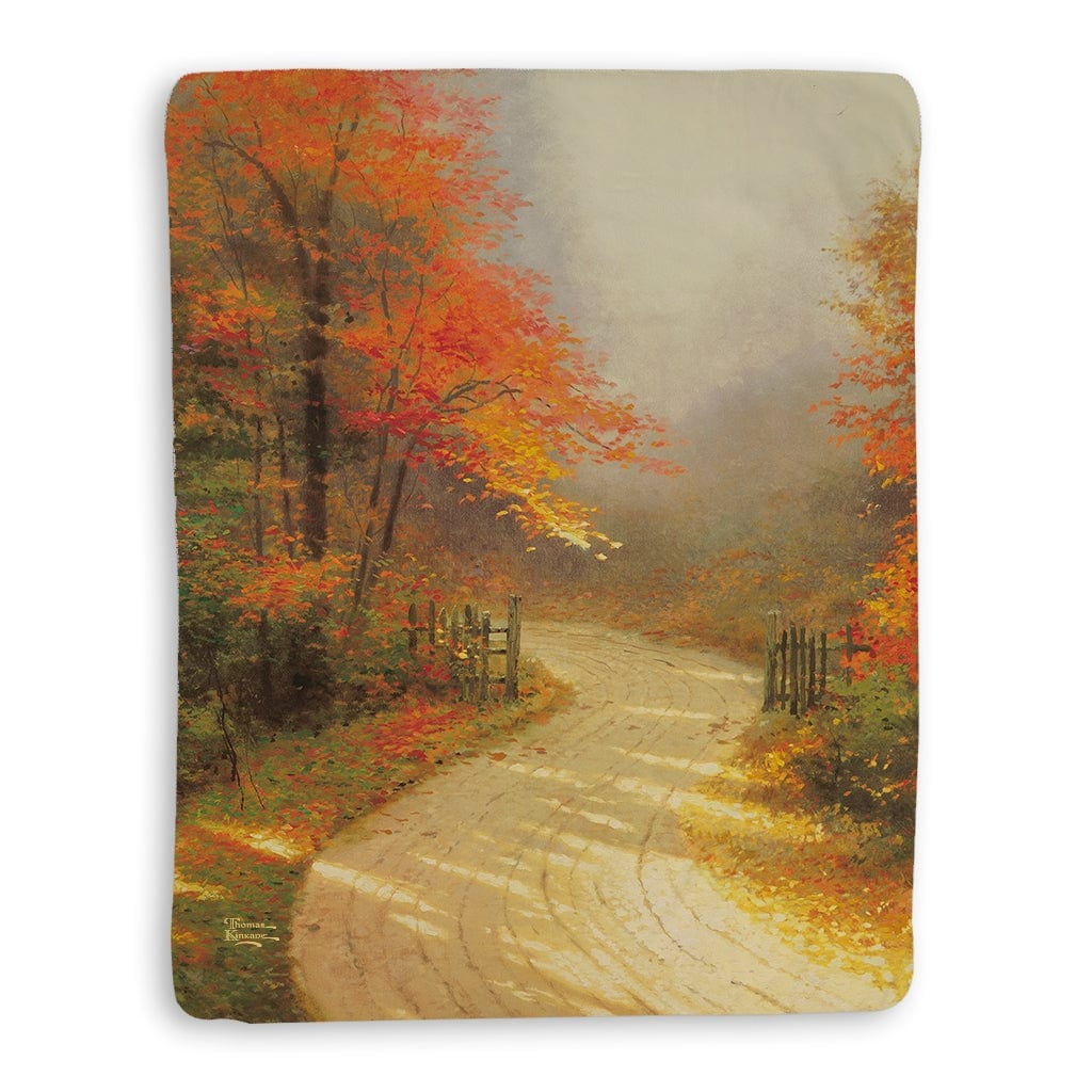 Laural Home LLC Thomas Kinkade Autumn Lane Sherpa Throw Blanket By ...